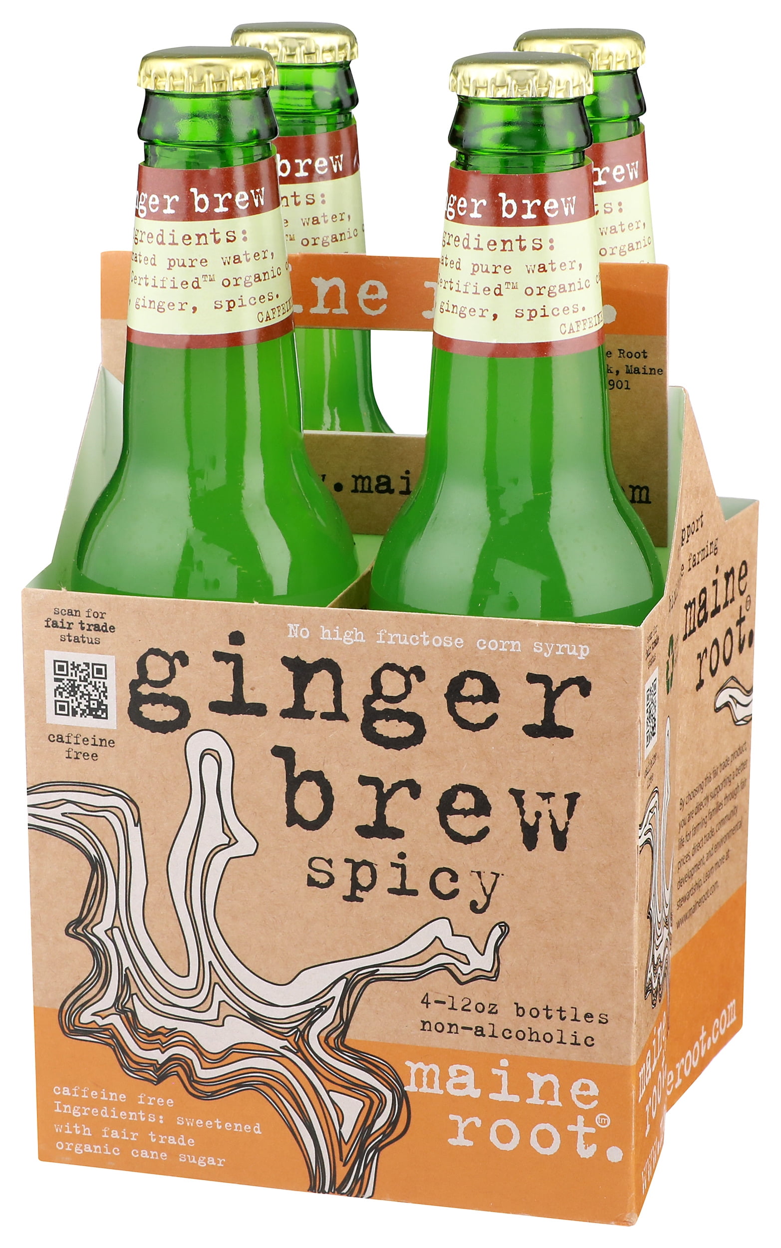 Pack of 6, Maine Root Spicy Ginger Brew, 4 Count, 48 fl oz - Walmart.com