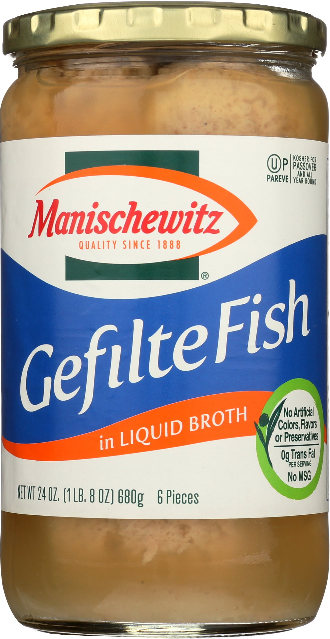 Pack of 6, Manischewitz Gefilte Fish in Liquid Broth, 24 oz - Walmart.com
