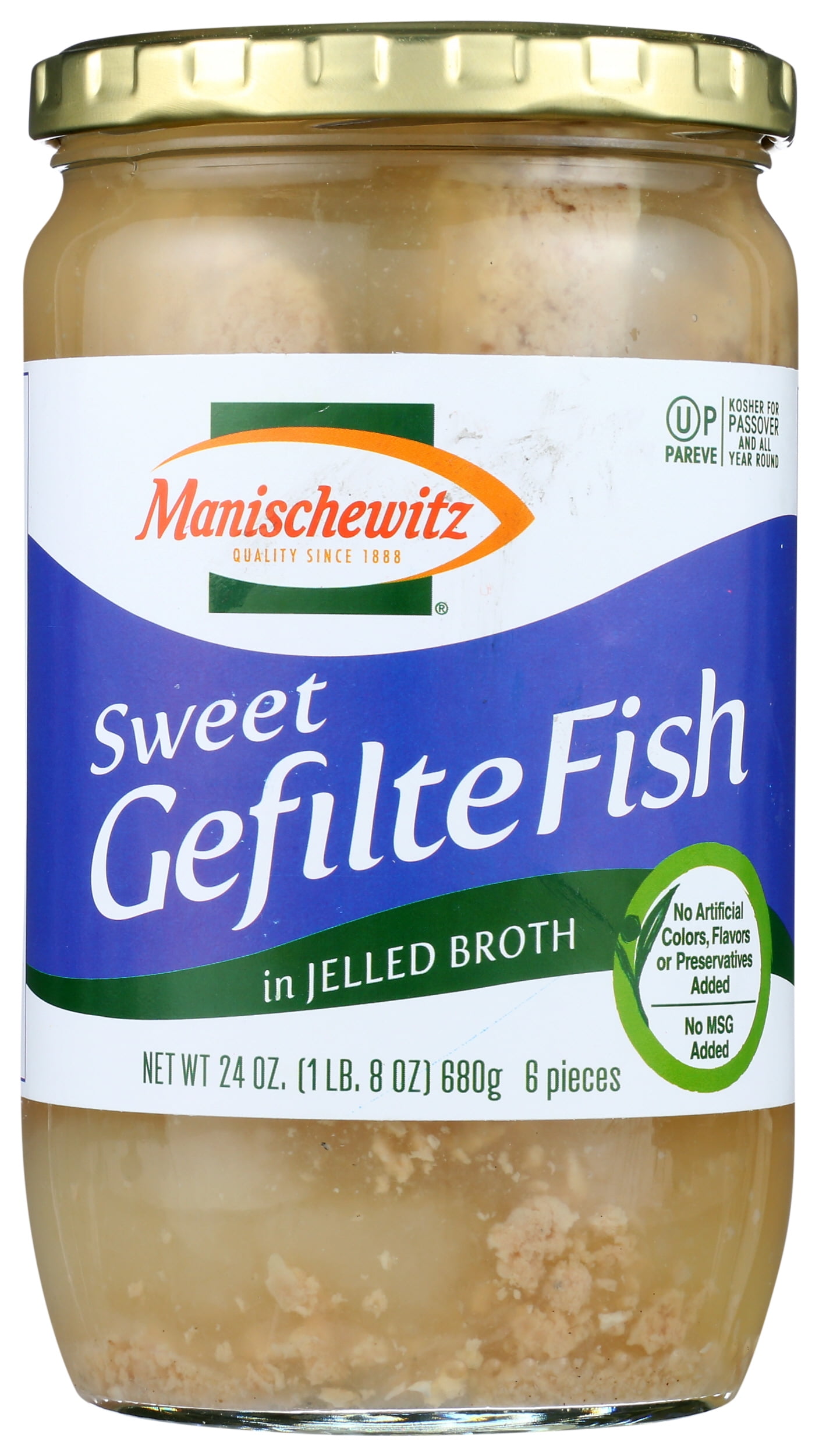 Pack of 6, Manischewitz Sweet Gefilte Fish in Jelled Broth, 24 oz ...