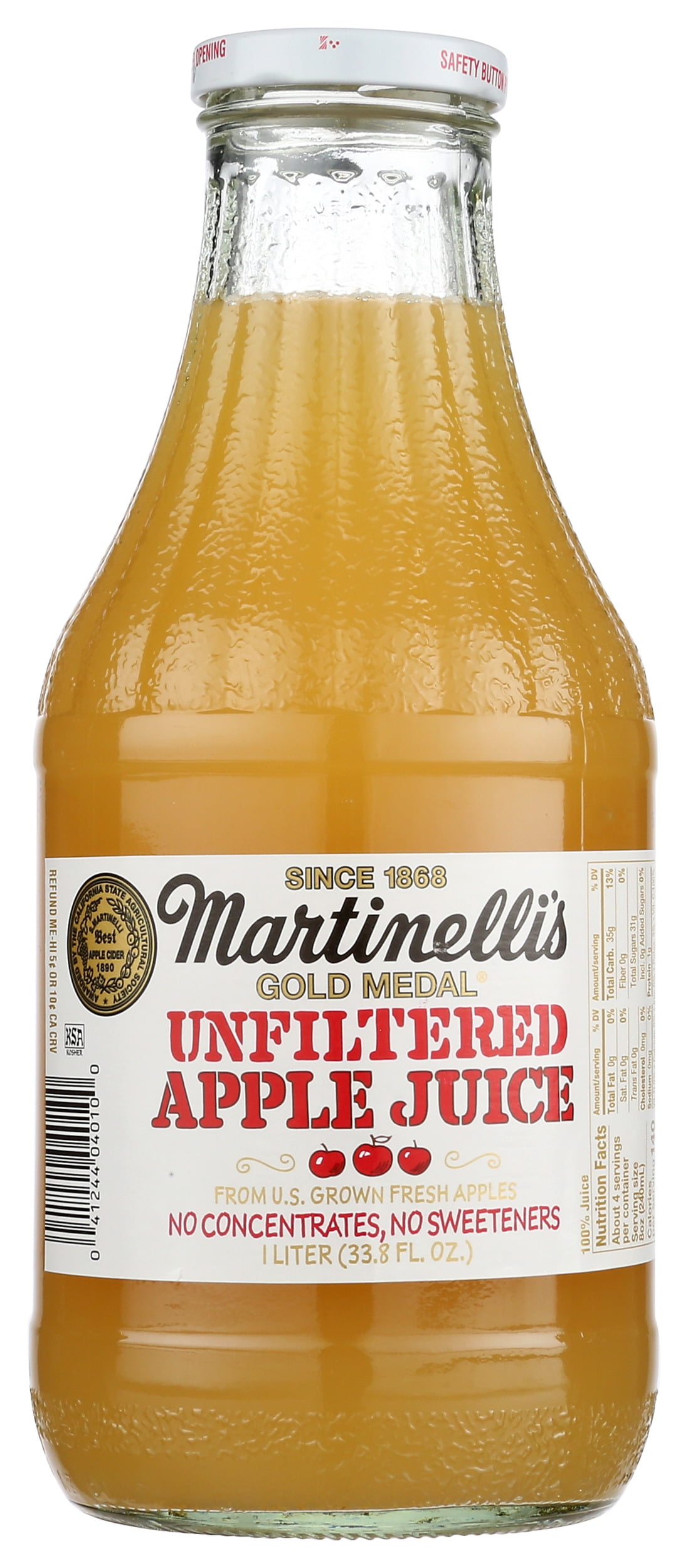 Pack of 6, Martinelli's Unfiltered Apple Juice, 33.8 fl oz - Walmart.com