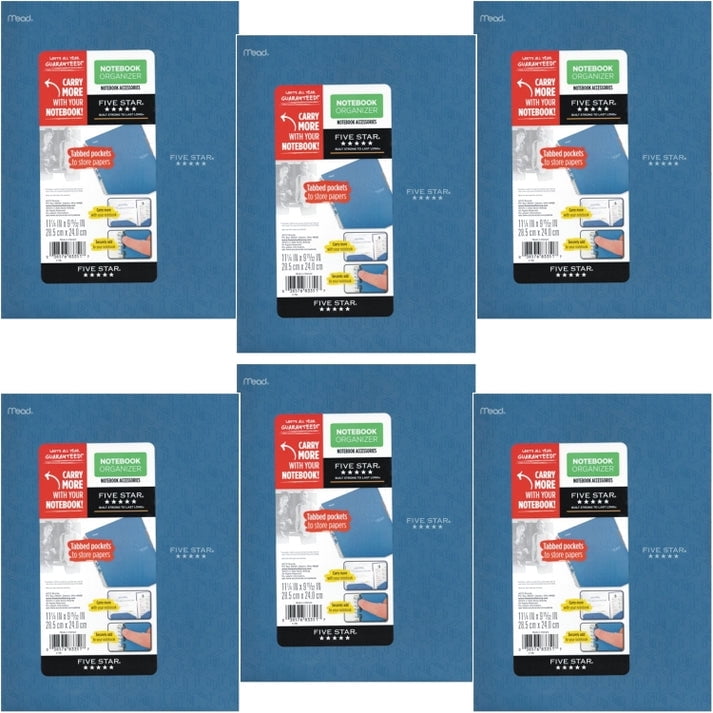 Pack of 6 - Mead Five Star Plastic 4-Pocket T-Tab Folder Spiral ...