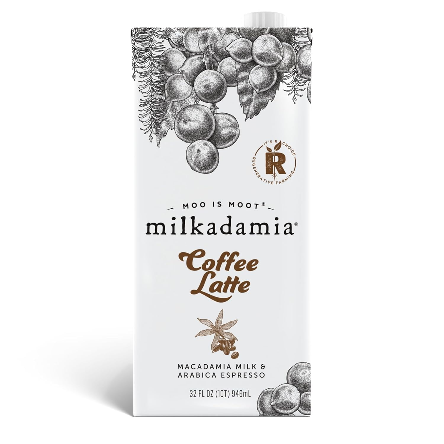 (Pack of 6), Milkadamia Macadamia Milk - Coffee Latte, 32 fl oz ...
