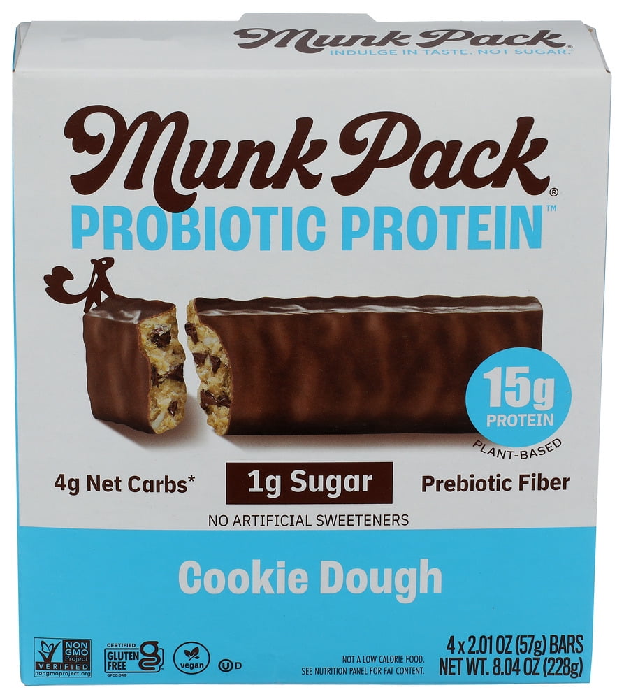 (Pack of 6) Munk Pack Protein Cookie Dough Bar 4 Pack 8.04 oz - Walmart.com