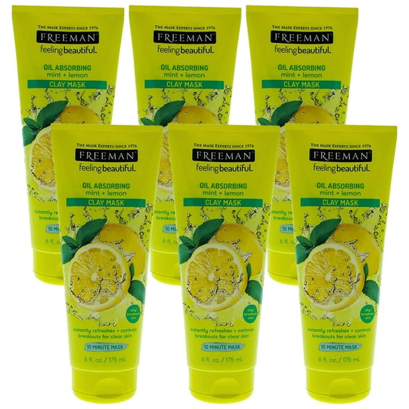 Pack of 6 New Freeman Oil Absorbing Clay Facial Mask, Pore Minimizing ...