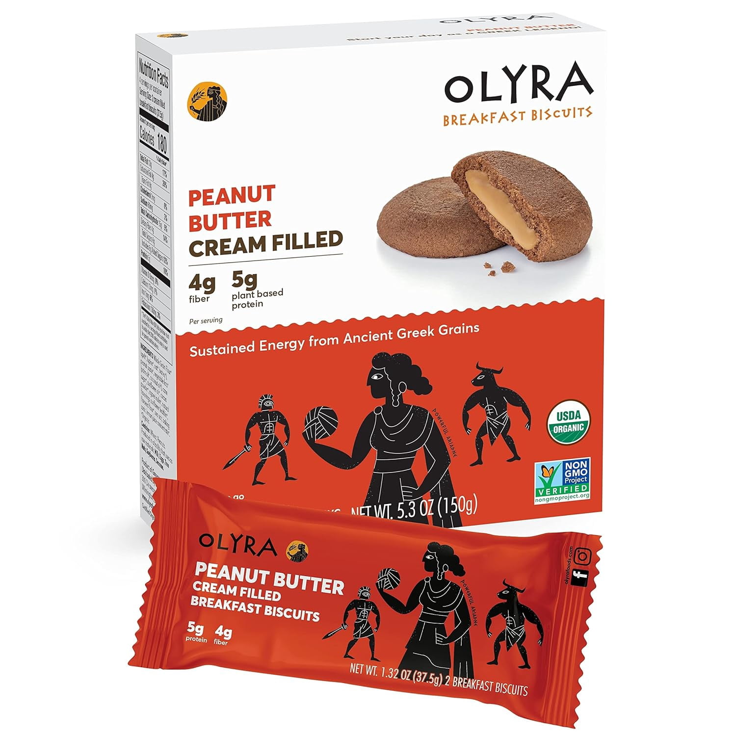 Pack of 6, Olyra Peanut Butter Filled Breakfast Biscuits, 5.3 oz ...
