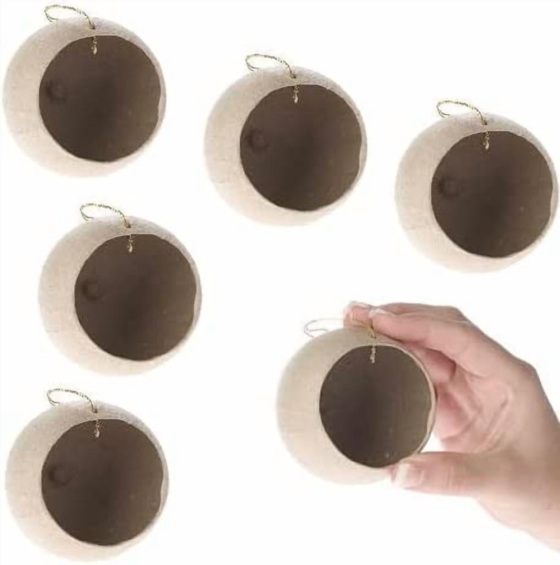 Pack of 6 Paper Mache Peek-a-Boo Diorama Round Ornaments - DIY Papier ...