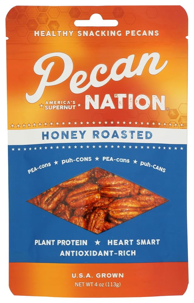 (Pack of 6) Pecan Nation Pecans Pouch Honey Roasted 4 Oz - Walmart.com