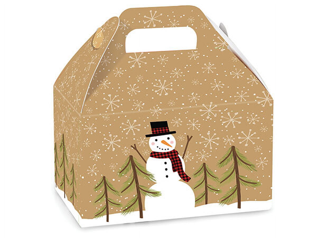 Pack of 6, Plaid Snowman Kraft Party Favor Gable Box, 6x3.75x3.5" for ...