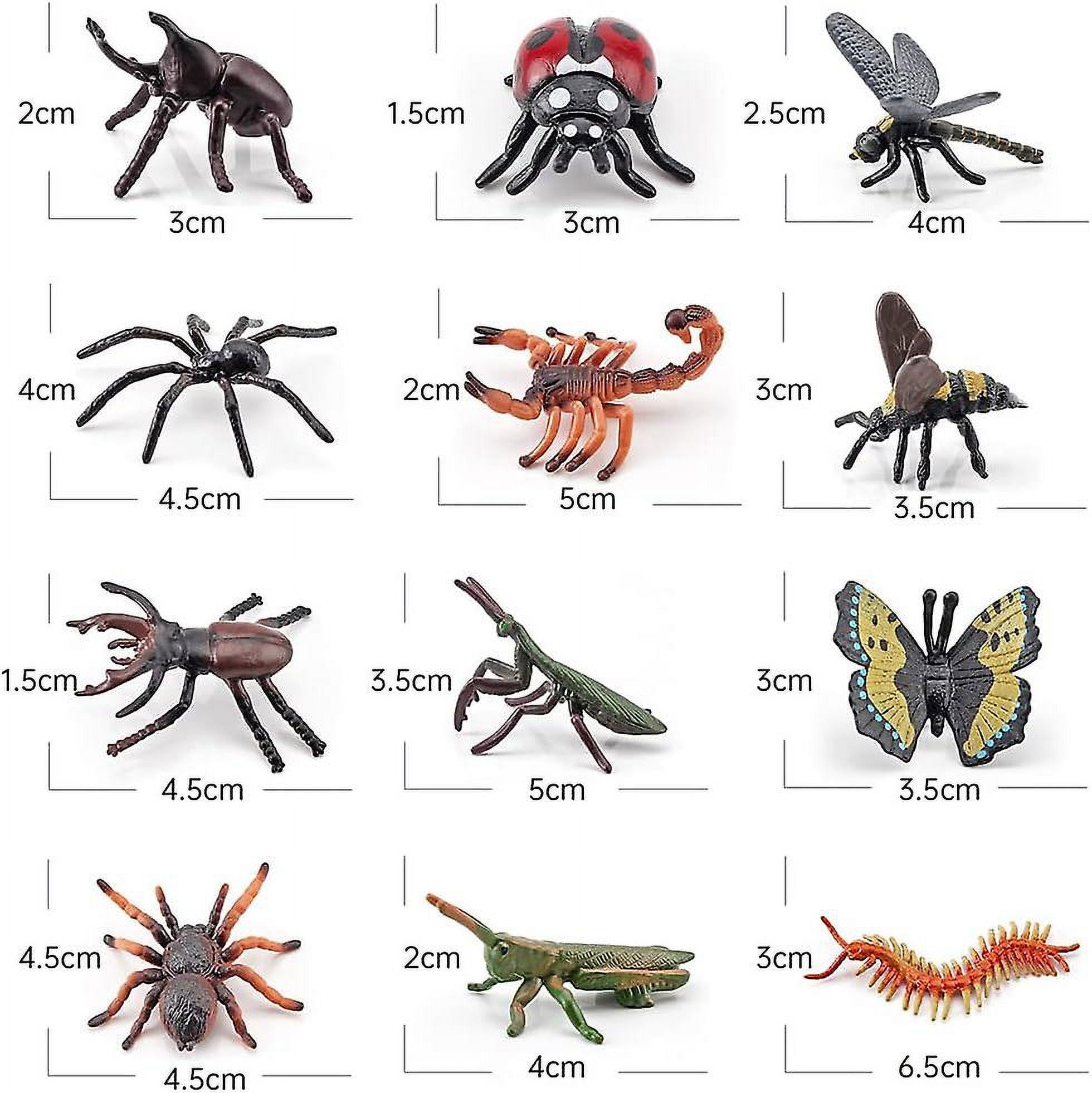Pack of 6 Plastic Insect Bugs Figures, Animal World Figures Model ...