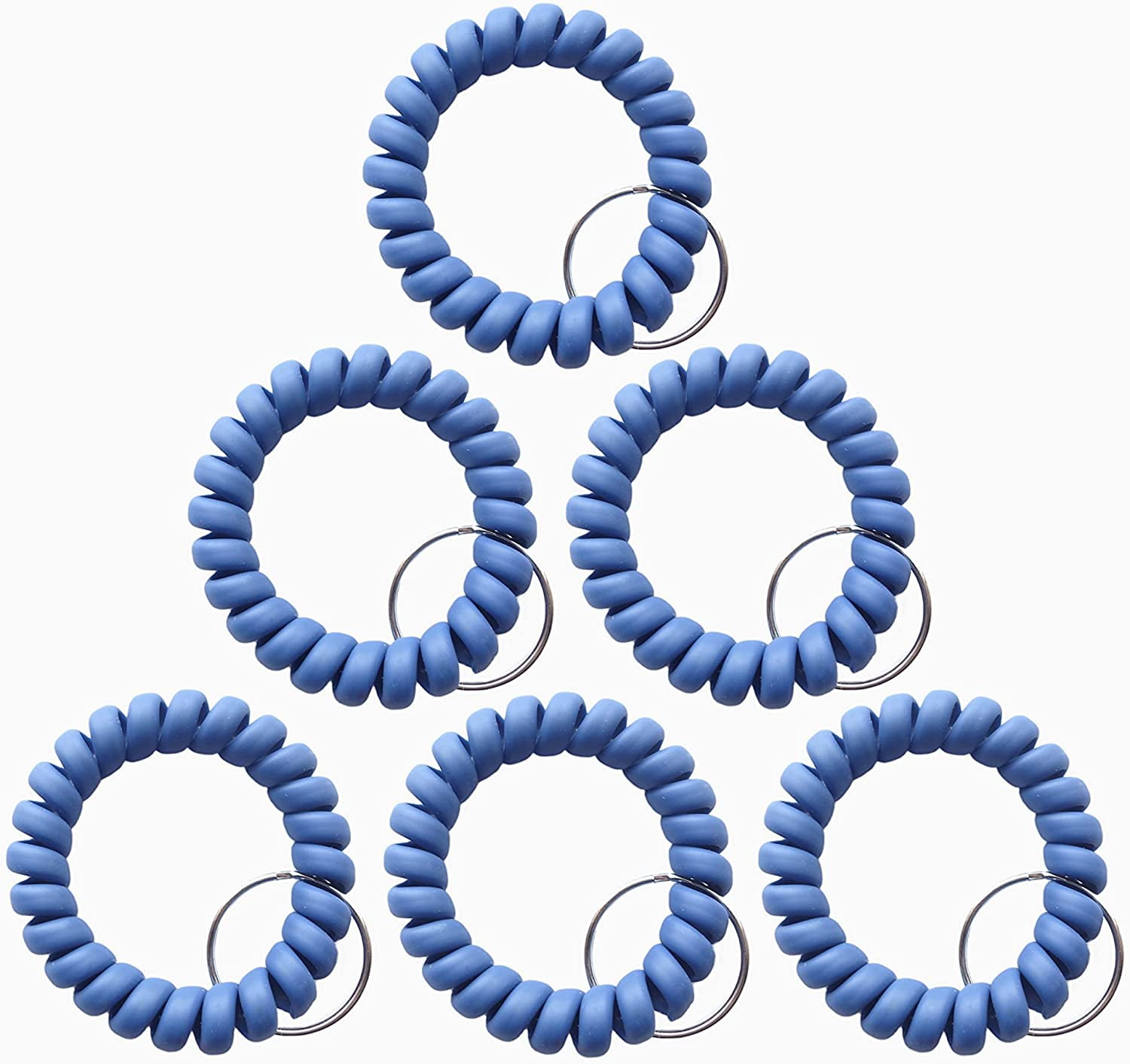 Pack of 6 Plastic Wrist Key Coil Spring Key Chain Stretchable Spiral ...