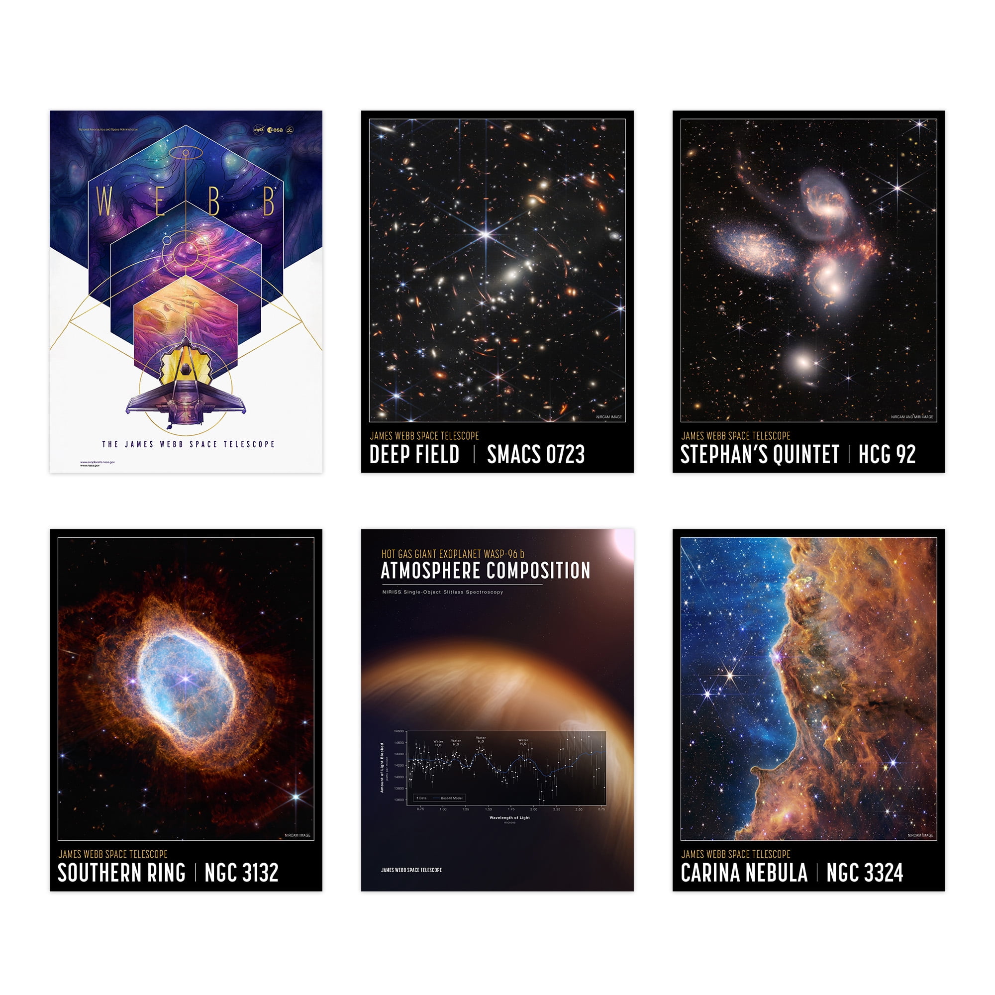 NASA James Webb Space Telescope Science Art, Pack of 6 Deep Field ...