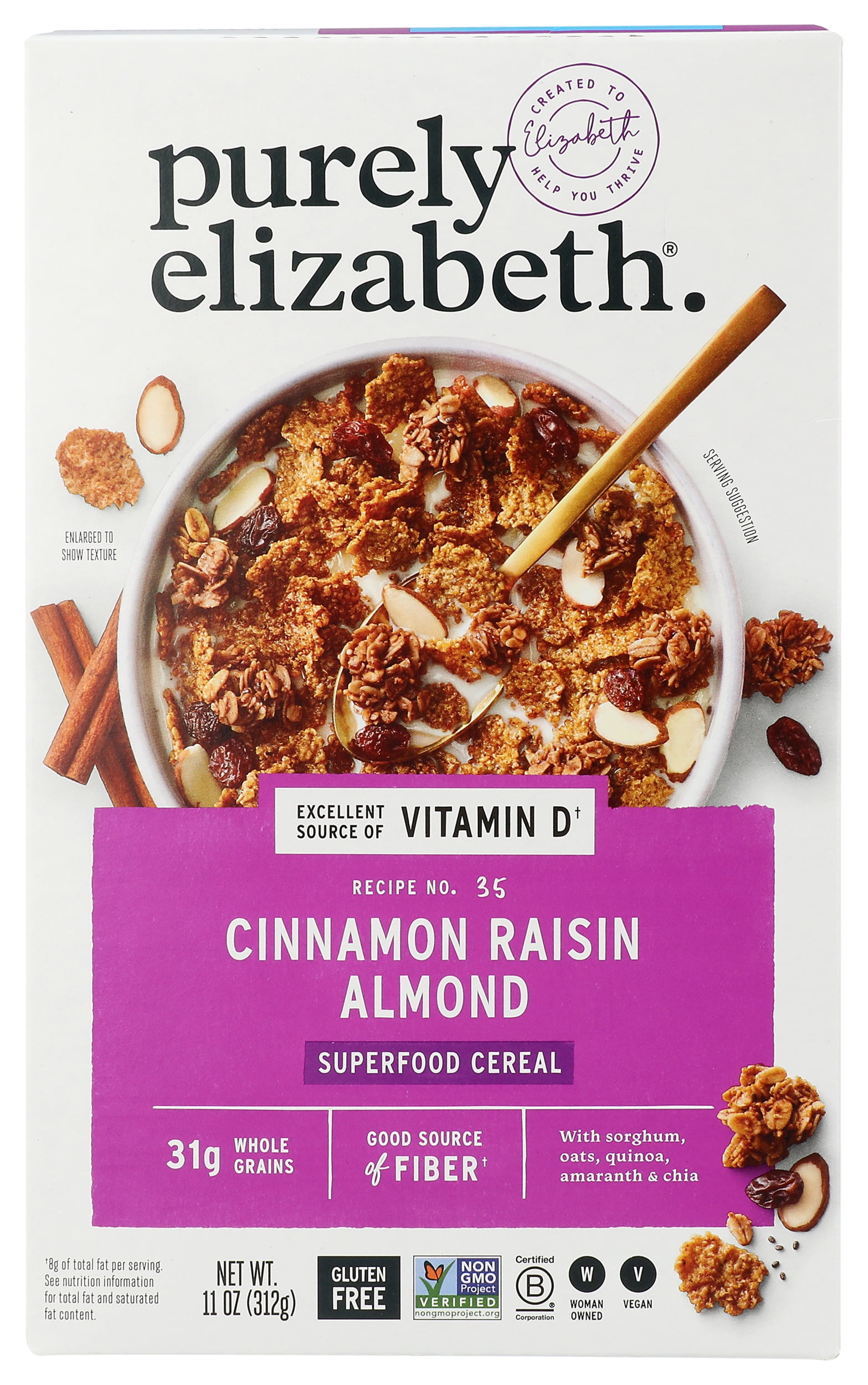 Pack of 6, Purely Elizabeth Cinnamon Raisin Almond Superfood Cereal, 11 ...