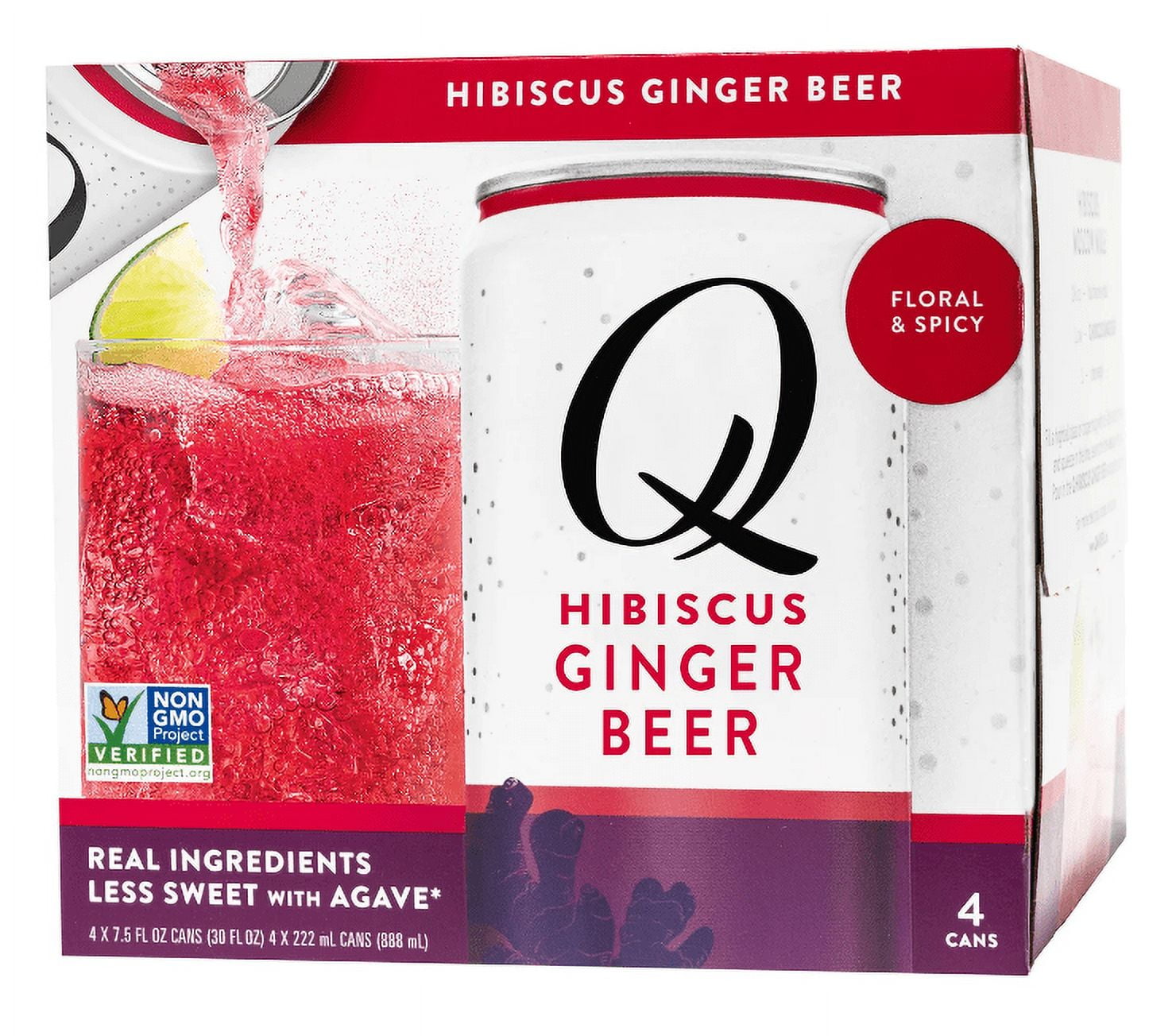 Pack of 6, Q Tonic Hibiscus Ginger Beer(4 cans), 30 fl oz - Walmart.com