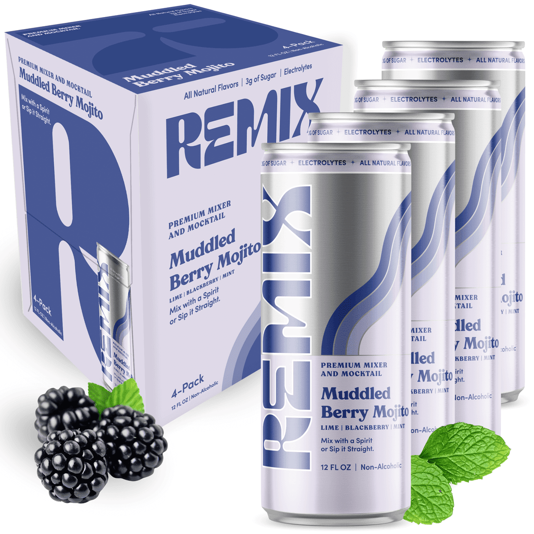 (Pack of 6) Remix Natural Cocktail Medium Berry Mojito 4 Pack 48 Fo ...