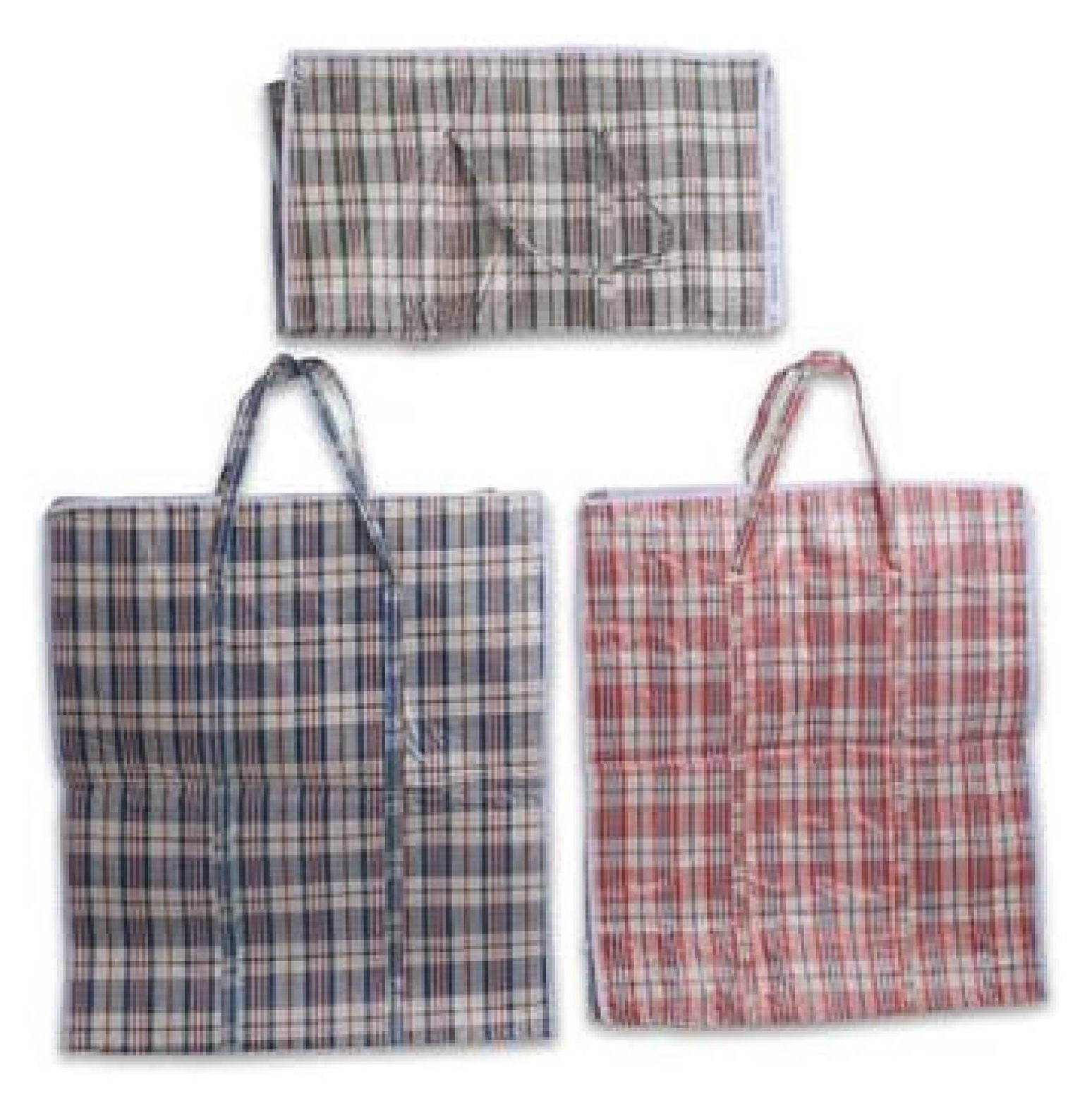 Pack of 6 Reusable Large Plastic Checkered Storage Laundry Shopping ...