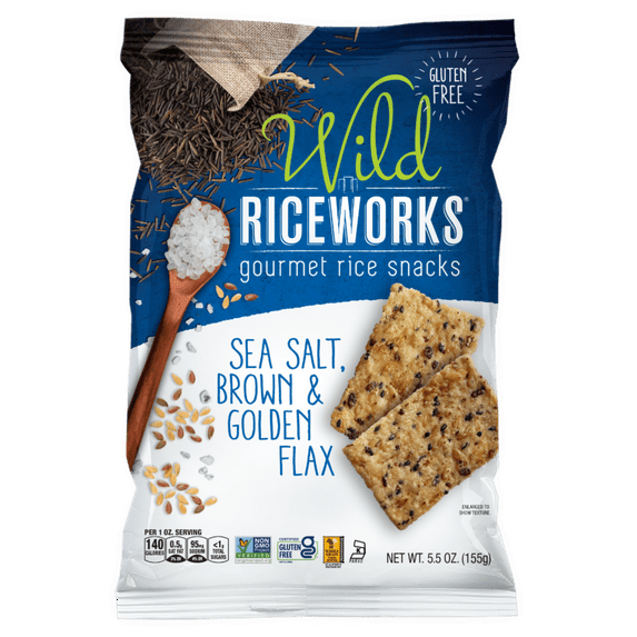 Pack of 6, Riceworks Sea Salt, Brown & Golden Flax Gourmet Rice Snacks ...