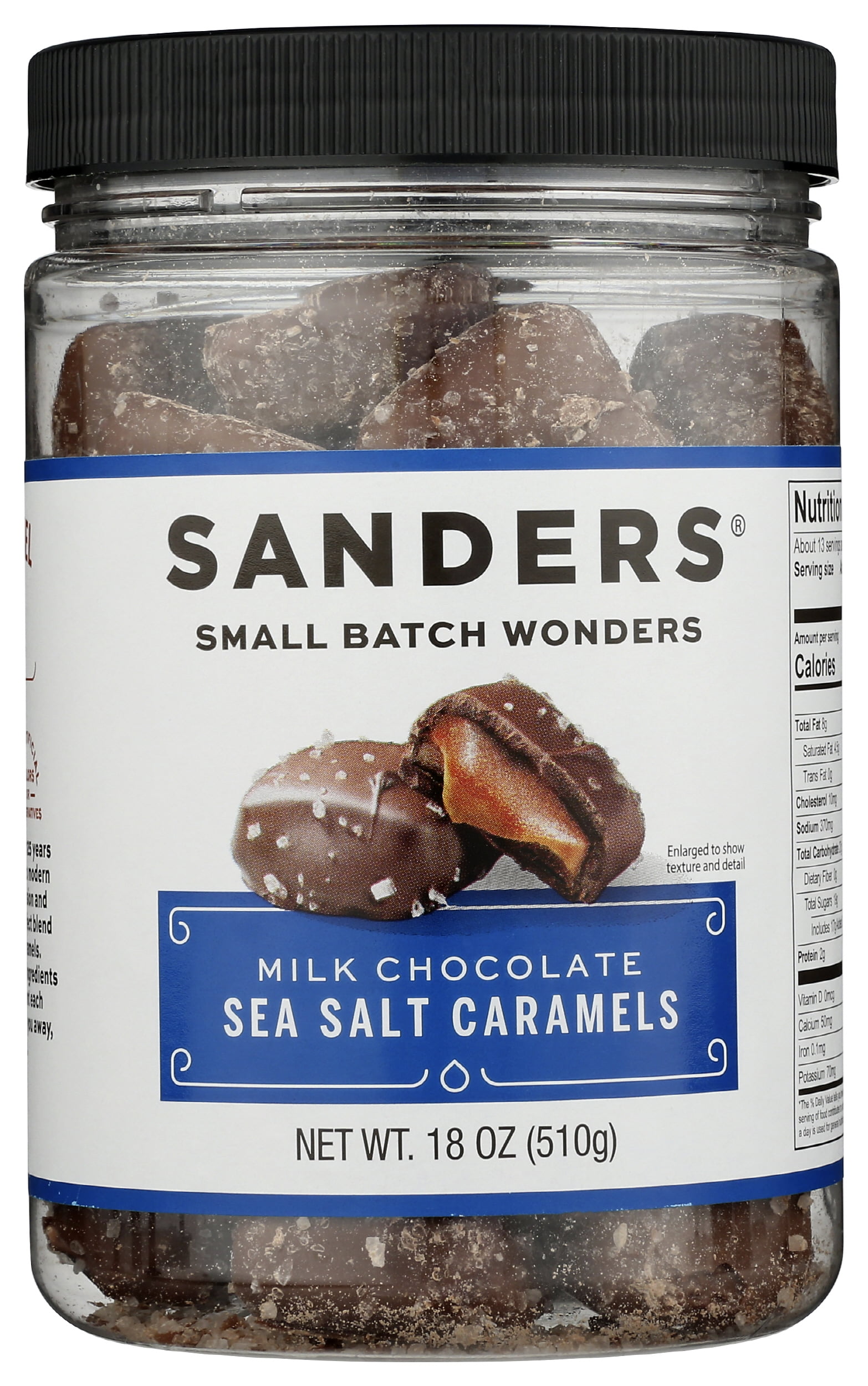 (Pack of 6) Sanders Milk Chocolate Sea Salt Caramels Tub, 18 oz ...