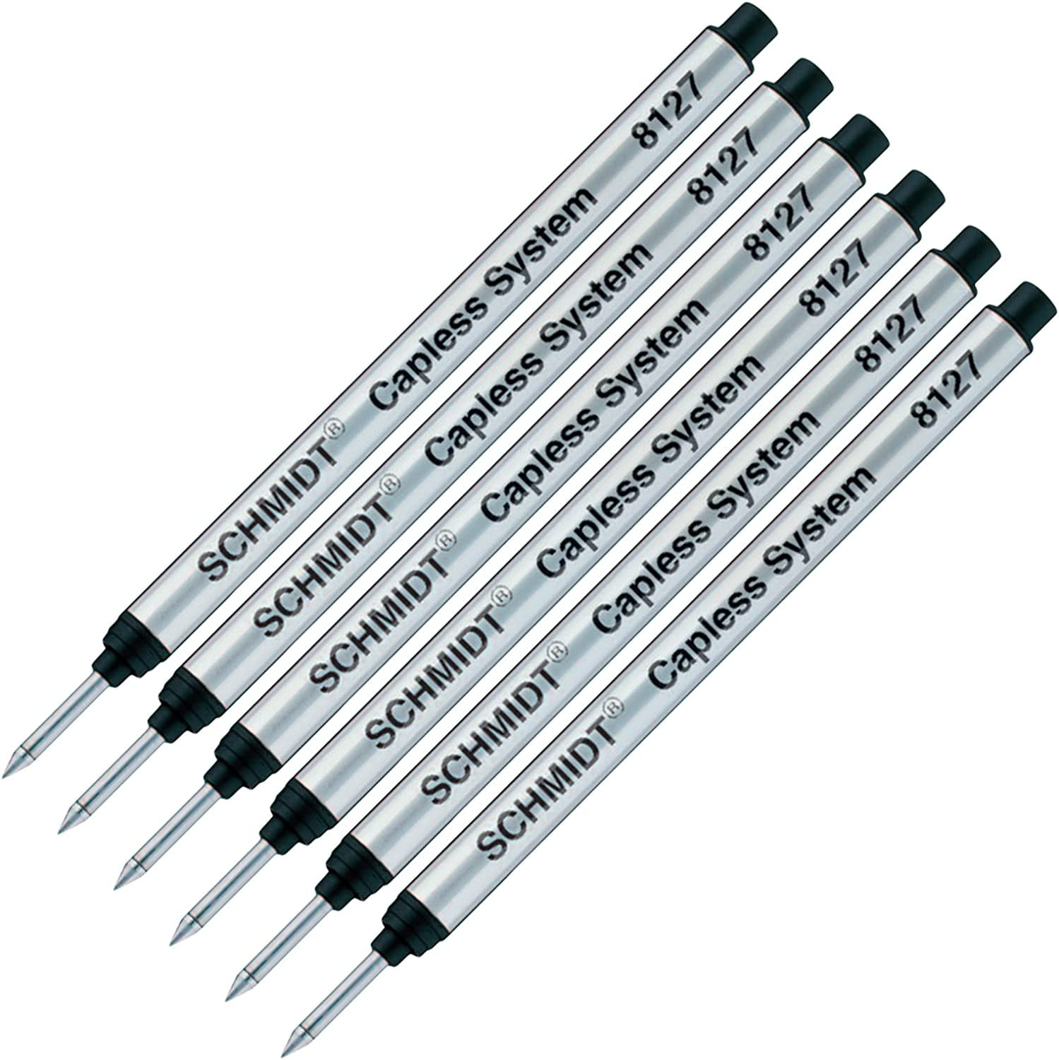 Pack of 6 - Schmidt 8127 S Capless System Rollerball Refill Black Ink ...