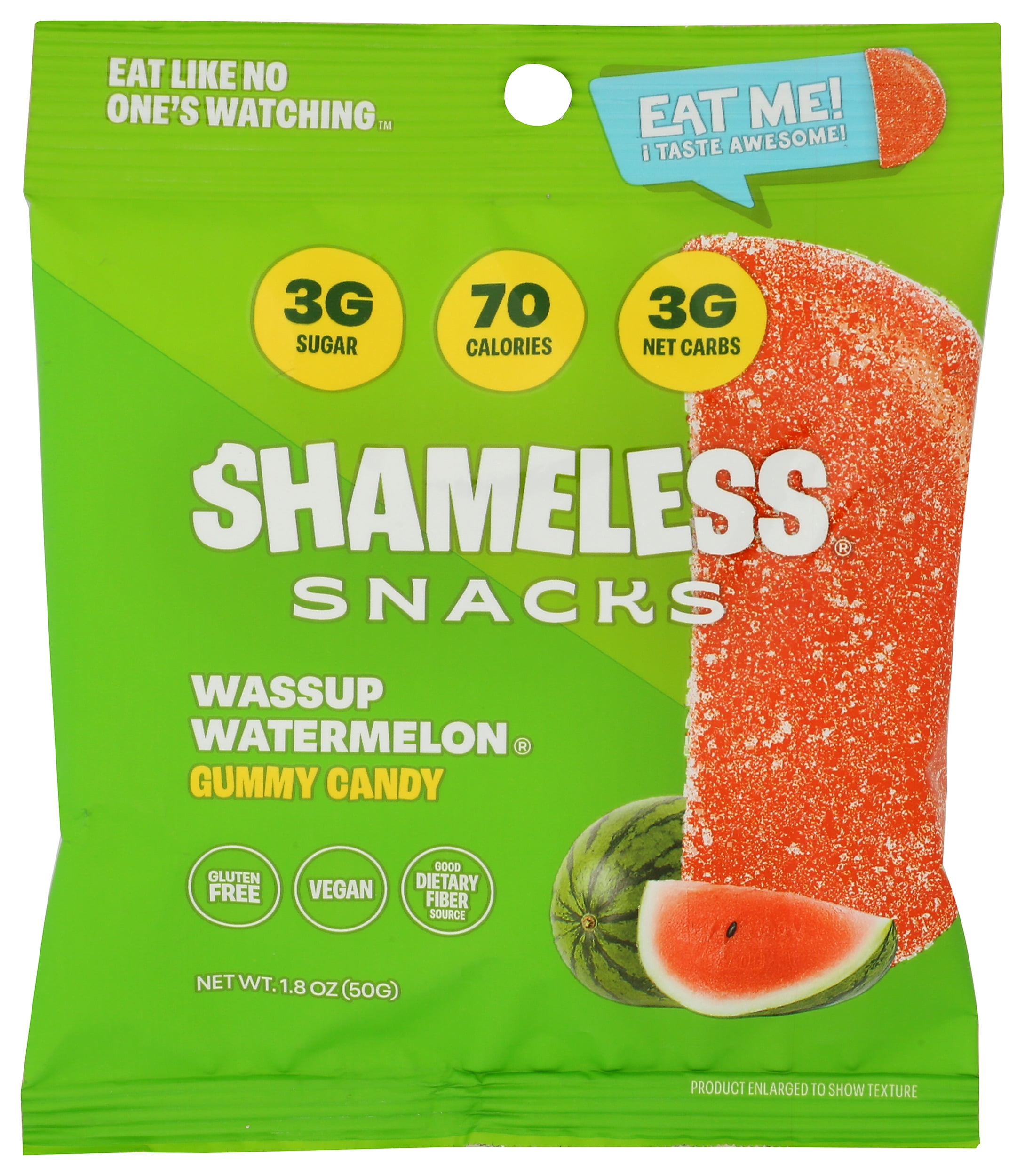 Pack of 6, Shameless Snacks Wassup Watermelon Gummy Candy, 1.8 oz ...