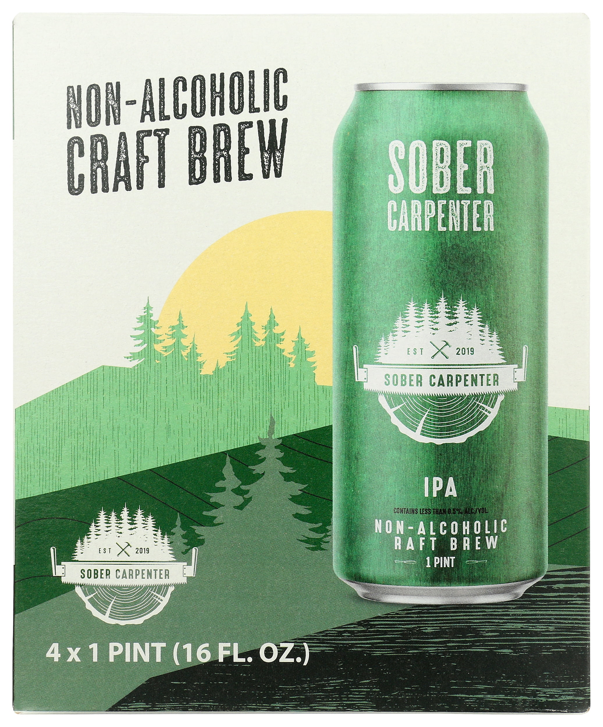 (Pack of 6), Sober Carpenter West Coast IPA Non Alcoholic Craft Beer ...