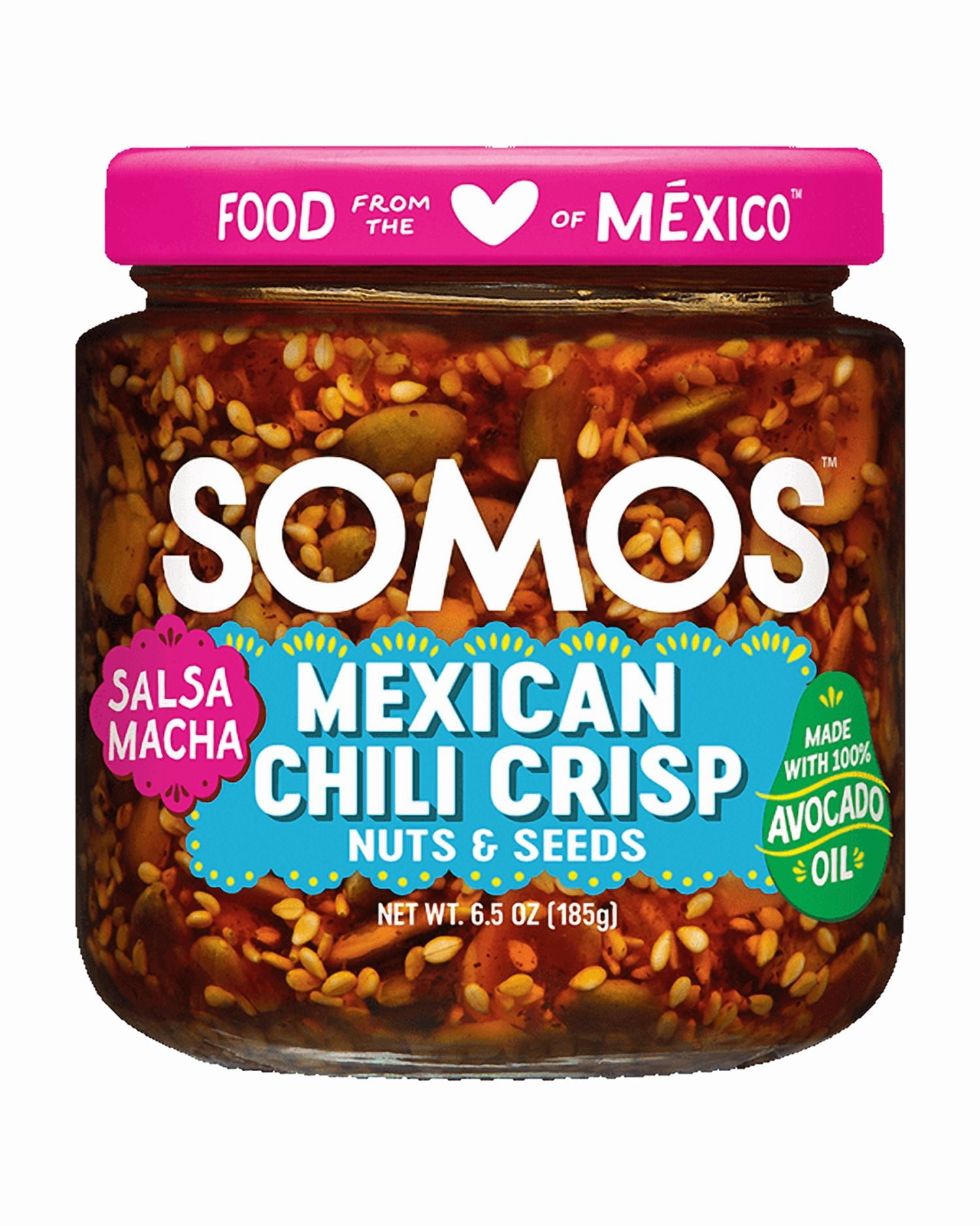 (Pack of 6), Somos Salsa Macha, Mexican Chili Crisp Nuts & Seeds, 6.5 ...