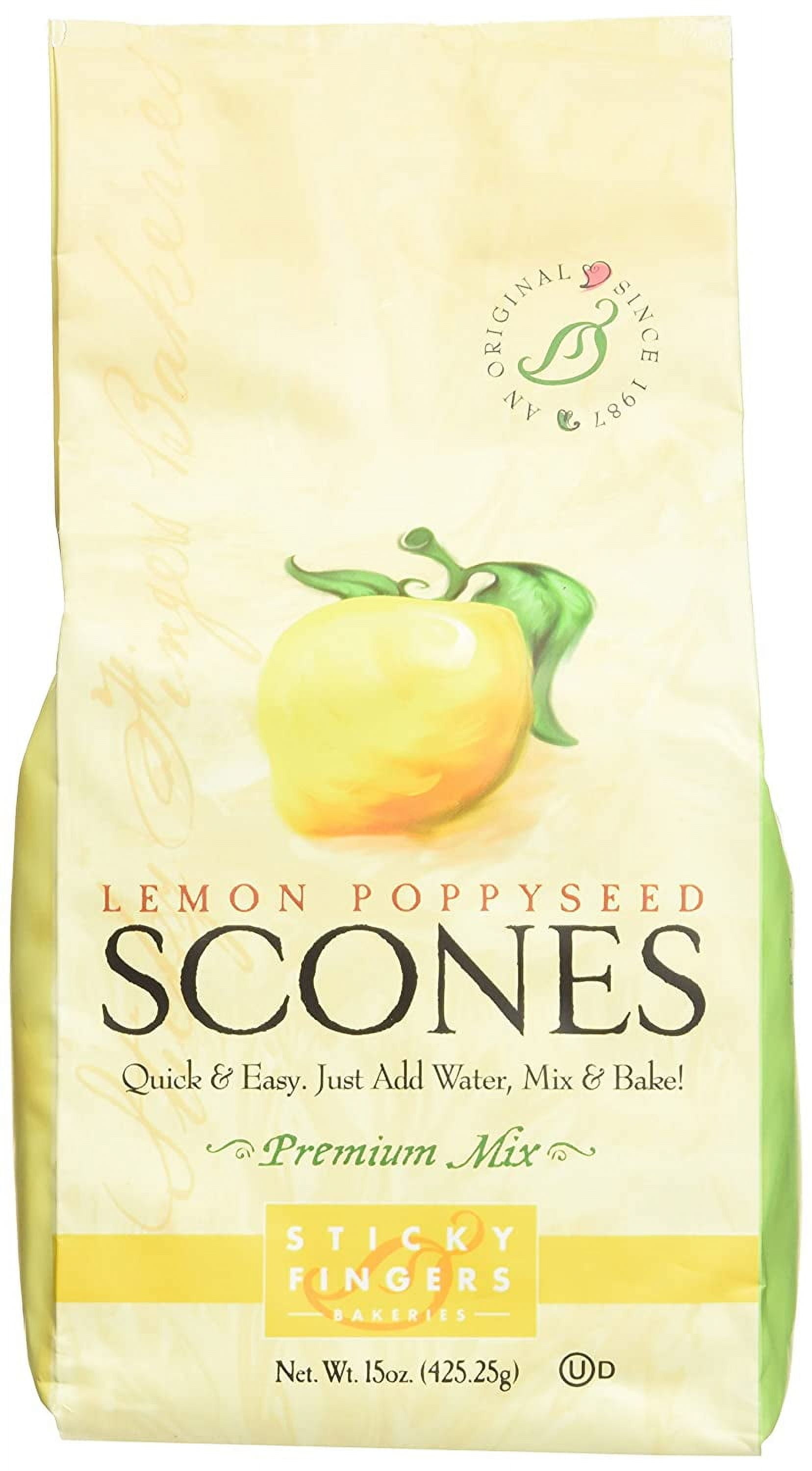 Pack of 6, Sticky Fingers Lemon Poppyseed Scone Mix, 16 oz - Walmart.com
