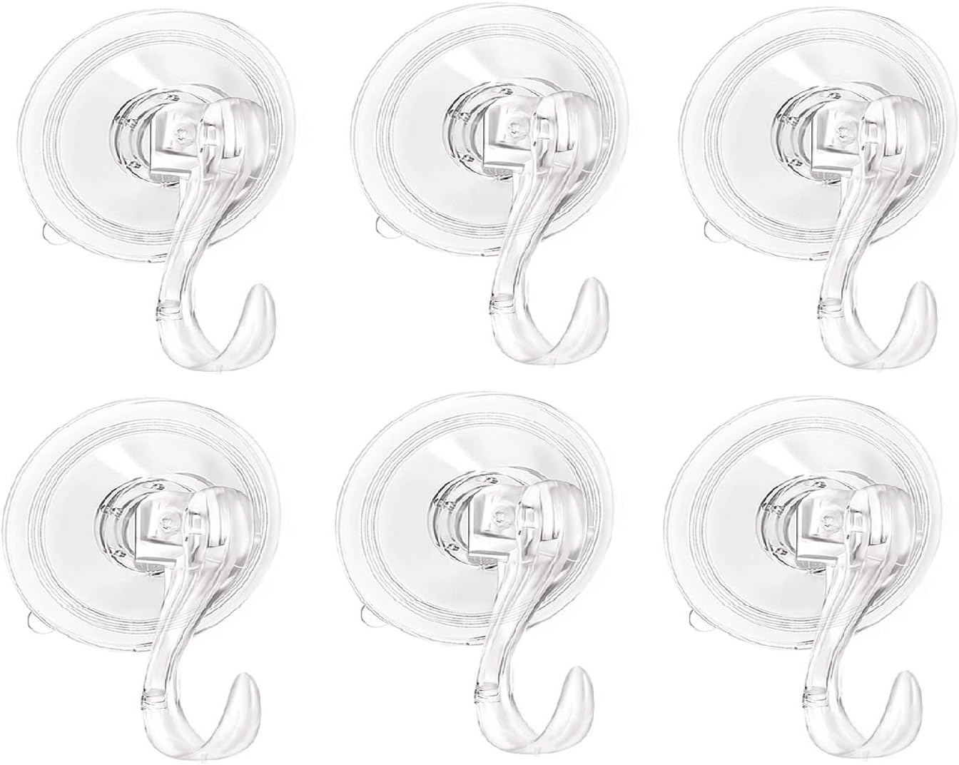 Pack of 6 Suction Cup Hooks, Suction Hooks, No Drilling, Vacuum Clothes ...