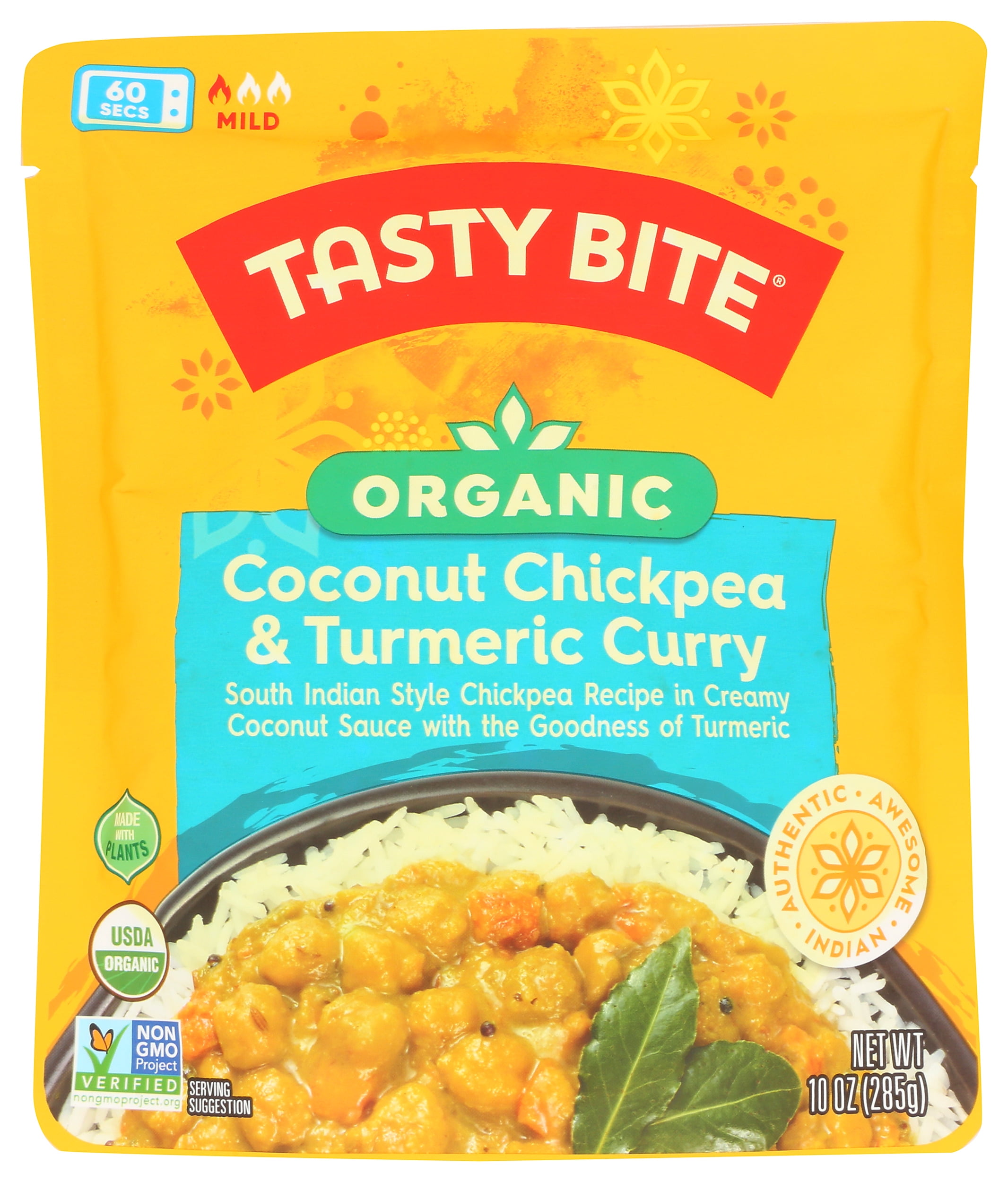 Pack of 6, Tasty Bite Organic Coconut Chickpea & Turmeric Curry, 10 oz - Walmart.com