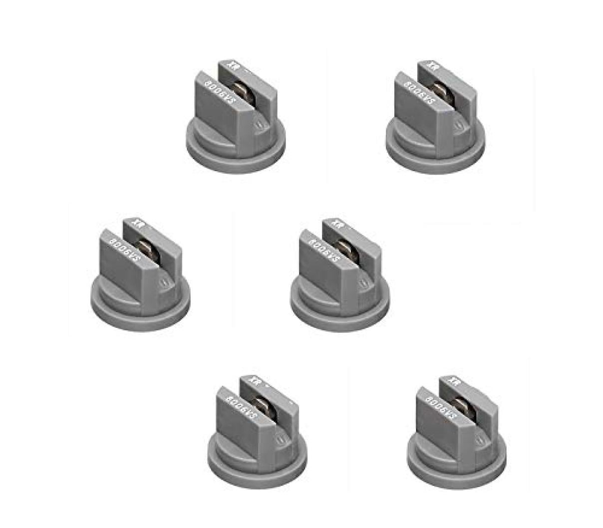 Pack of 6 - TeeJet Extended Range Flat Spray Tips Gray 80° Polymer w/SS ...