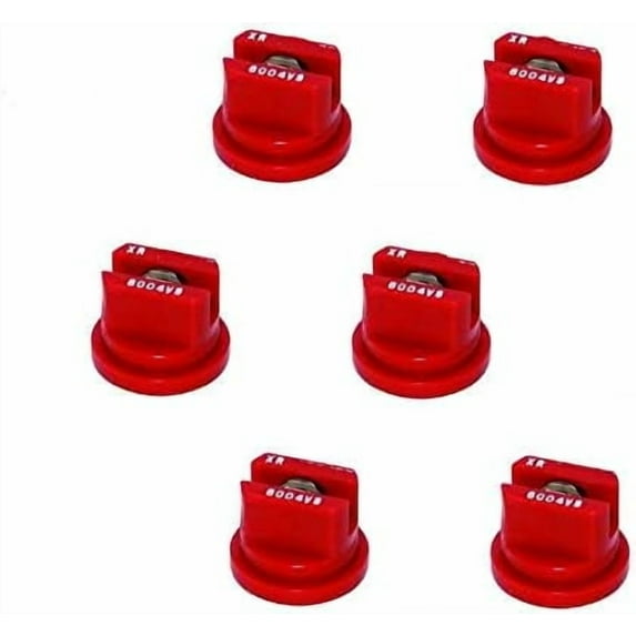 Pack of 6 - TeeJet Extended Range Flat Spray Tips Red 80° Polymer w/SS ...