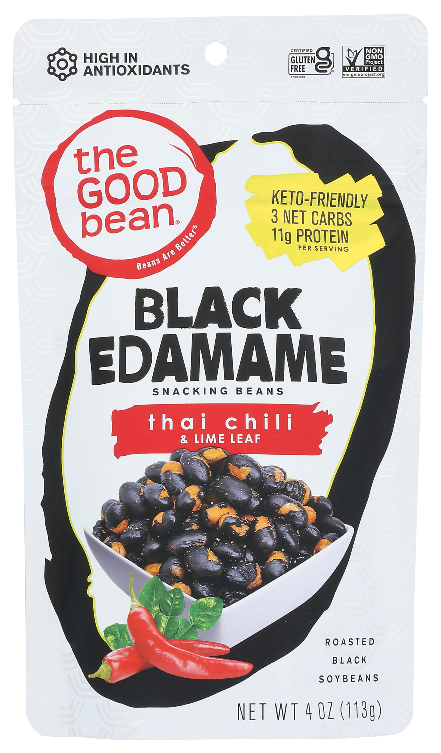 (Pack of 6), The Good Bean Black Edamame Snacking Beans, Thai Chili and ...