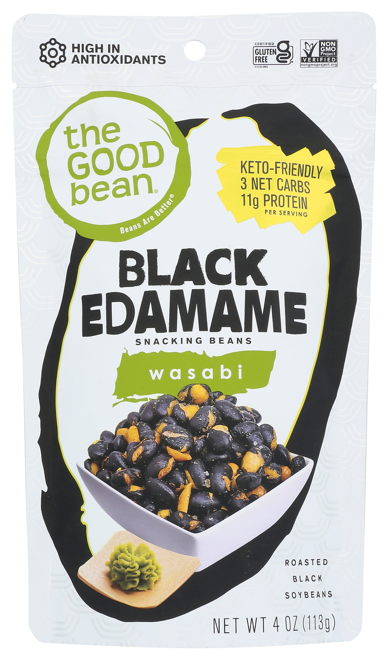 (Pack of 6), The Good Bean Wasabi Black Edamame Snacking Beans, 4 oz - Walmart.com