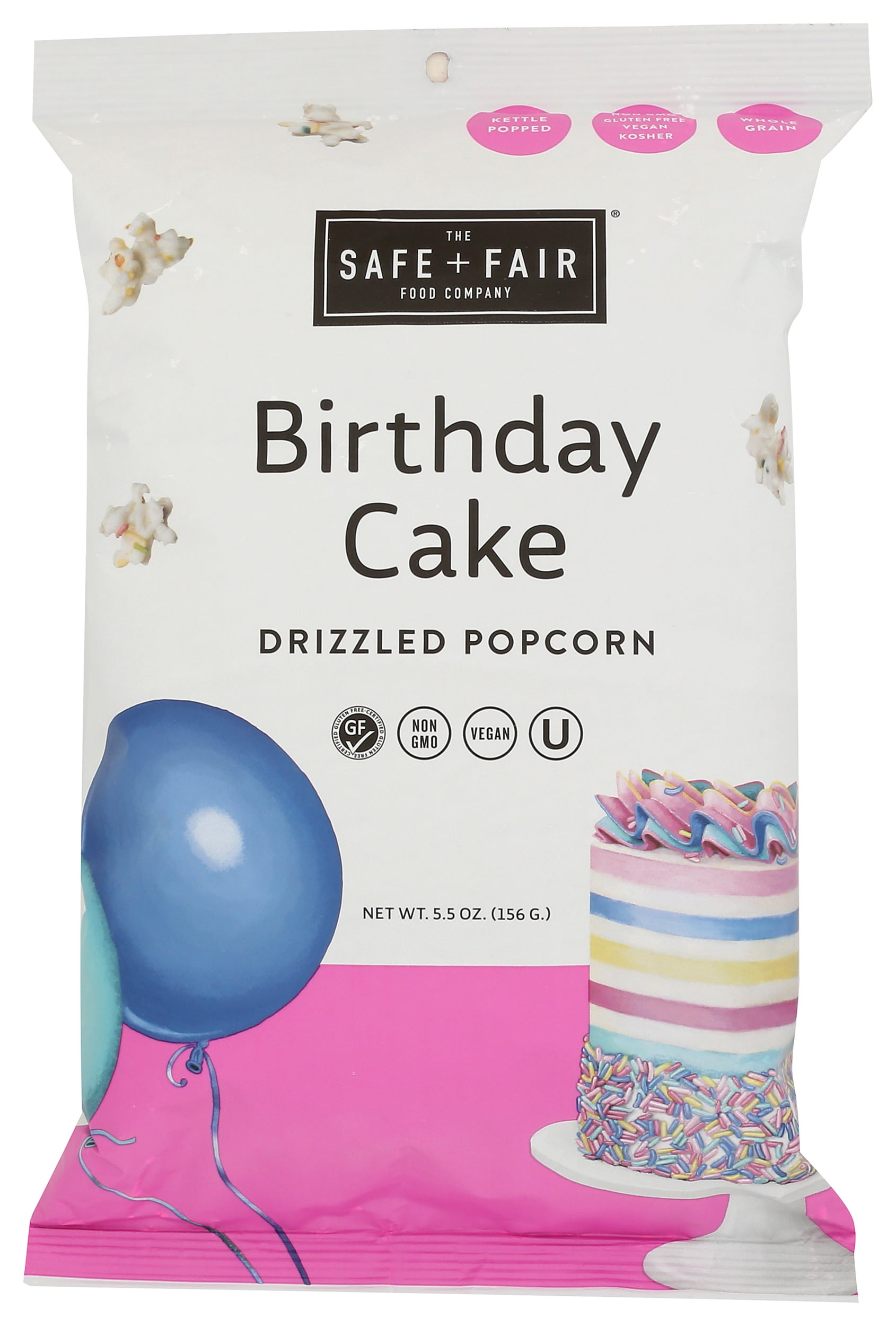 Pack of 6, The Safe And Fair Food Co Birthday Cake Drizzled Popcorn ...