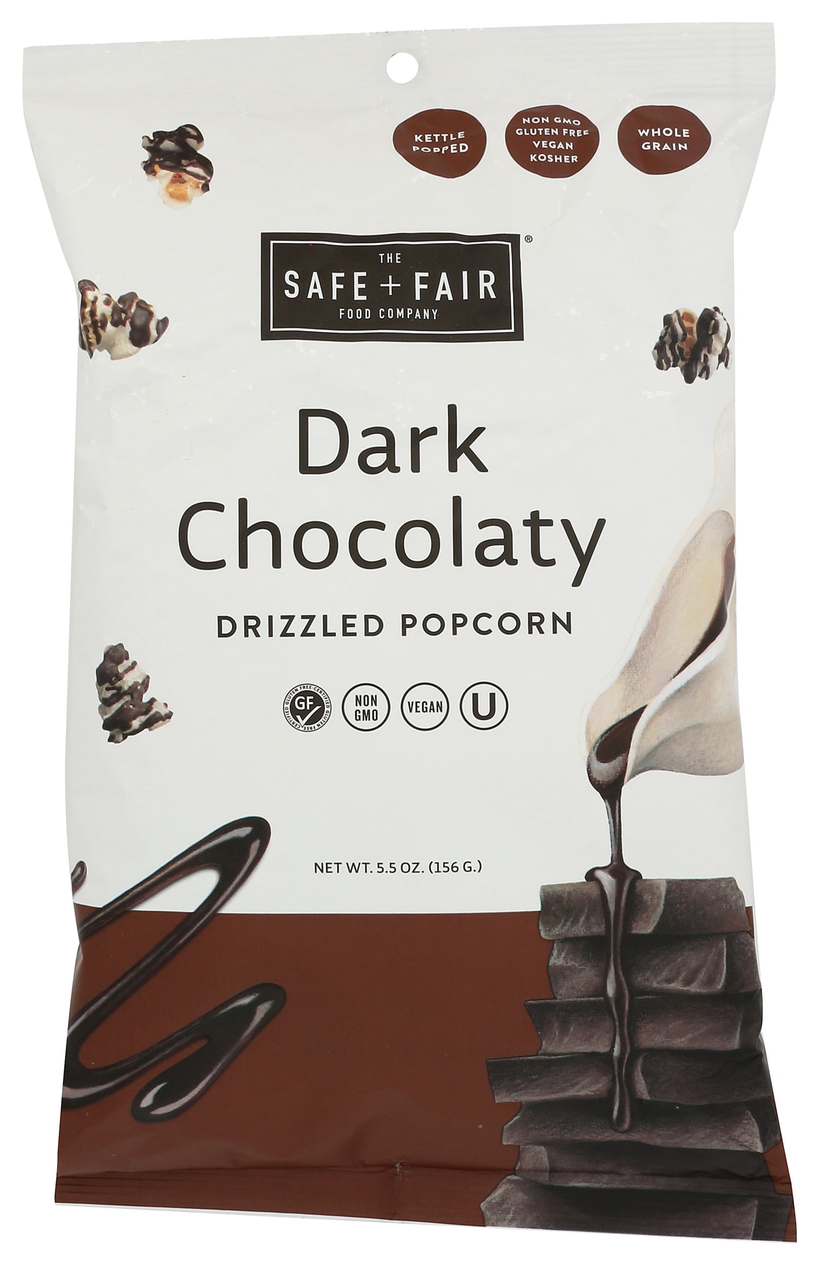 Pack of 6, The Safe And Fair Food Co Dark Chocolaty Drizzled Popcorn, 5 ...