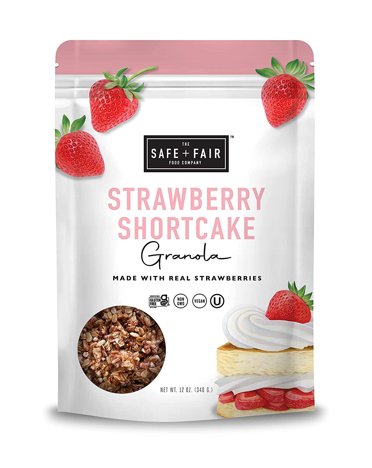 Pack of 6, The Safe And Fair Food Co Strawberry Shortcake Granola, 12 ...