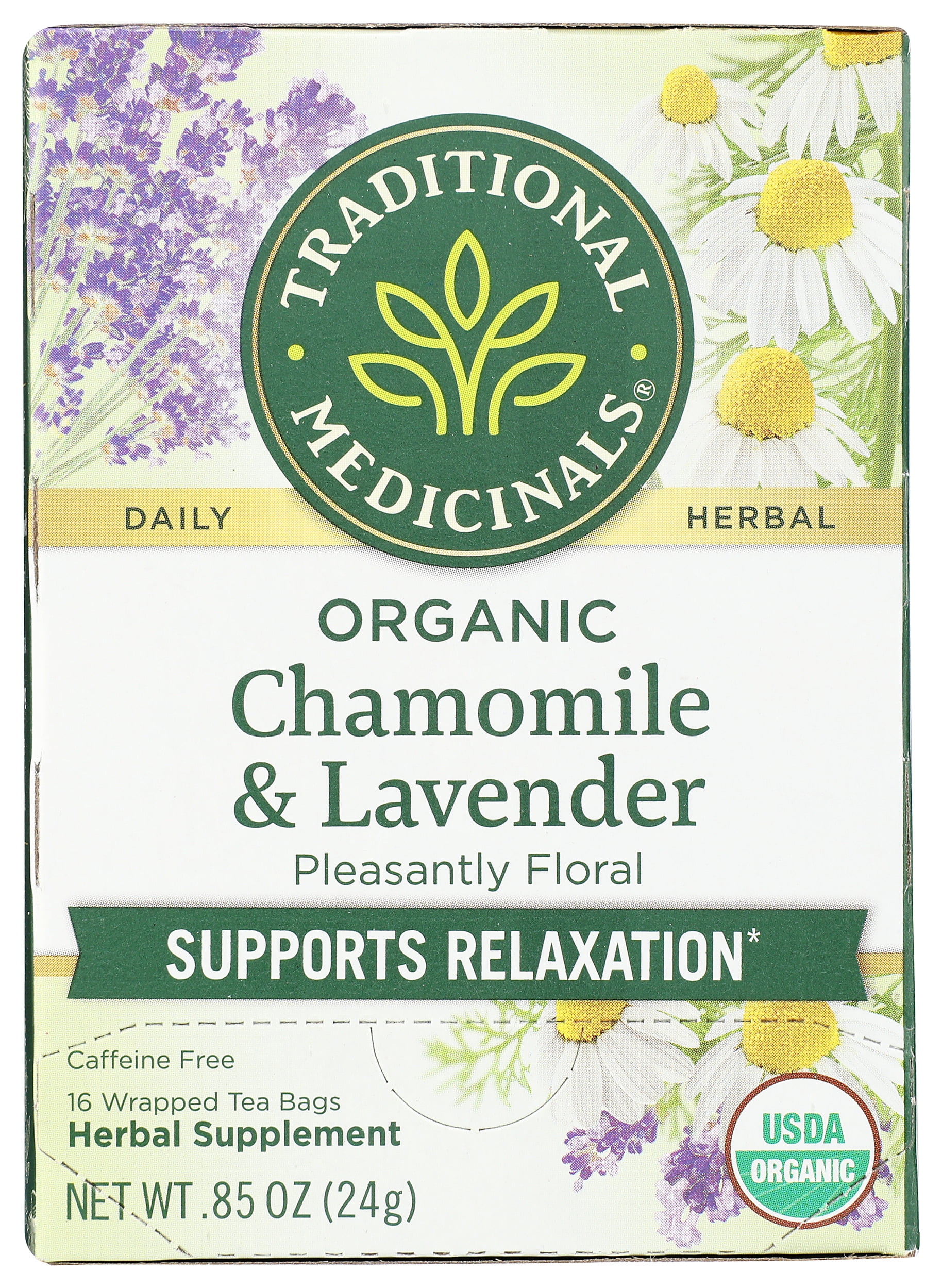 Pack of 6, Traditional Medicinals Chamomile & Lavender Herbal Supplement Tea, 0.85 oz - Walmart.com