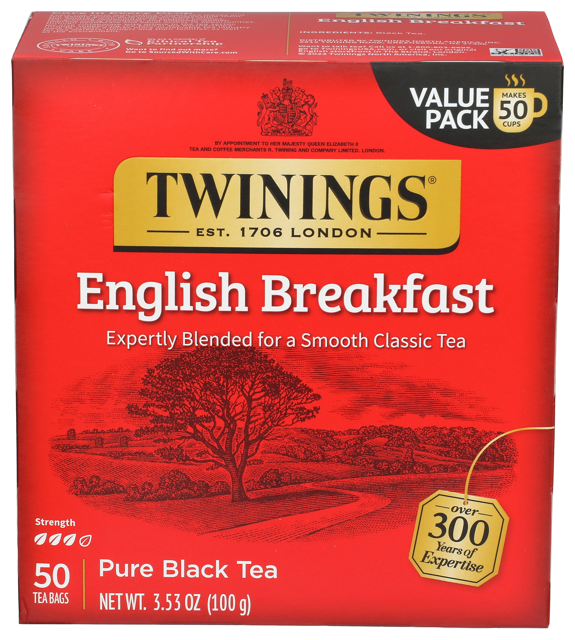 Pack of 6, Twining Tea English Breakfast Pure Black Tea, 50 bg ...