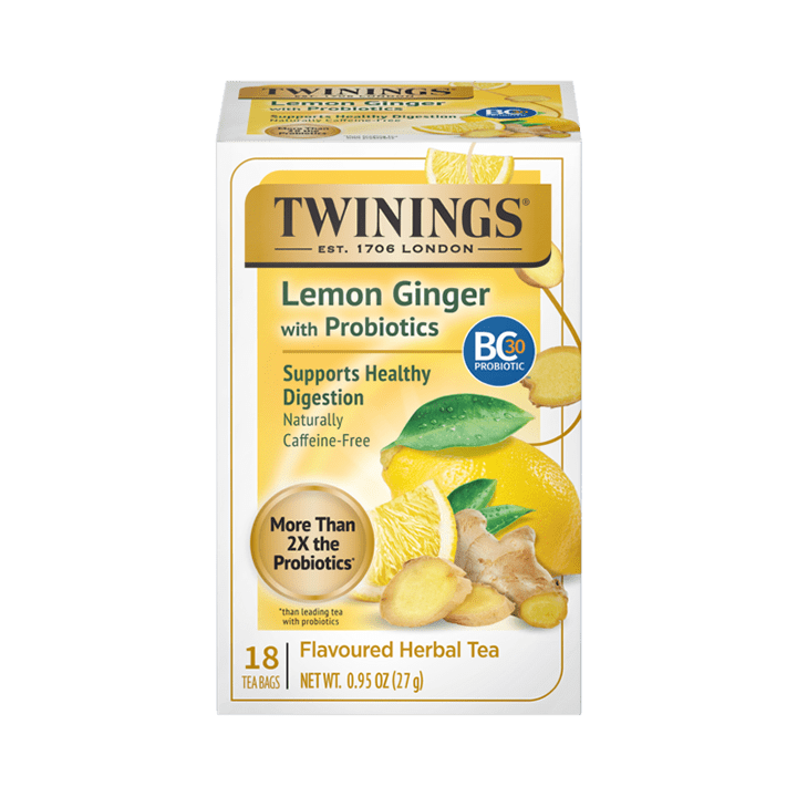 Pack of 6, Twining Tea Probiotics Lemon & Ginger Herbal Tea, 0.95 oz ...