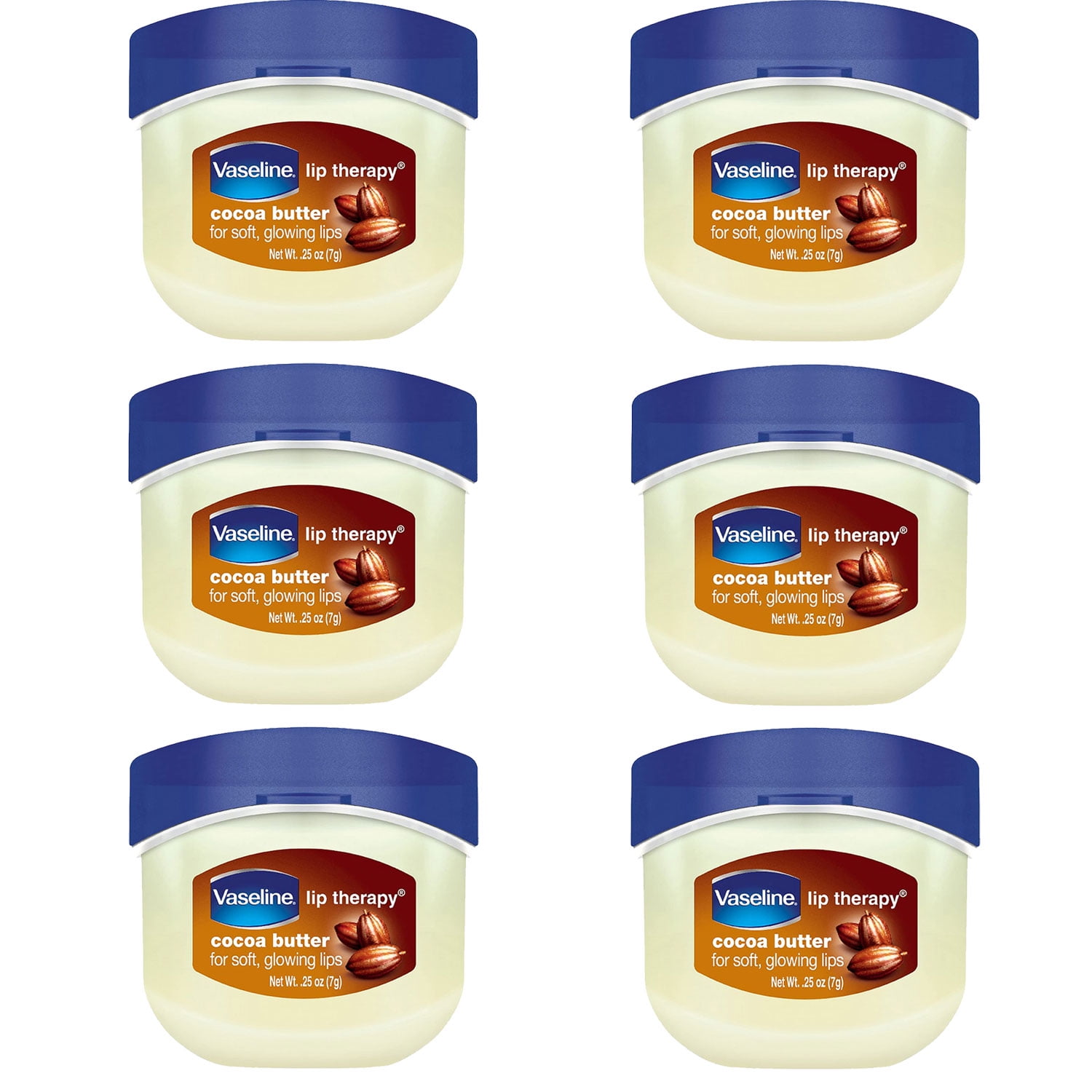 Pack of (6) Vaseline Lip Therapy Lip Balm Mini, Cocoa, 0.25 oz ...