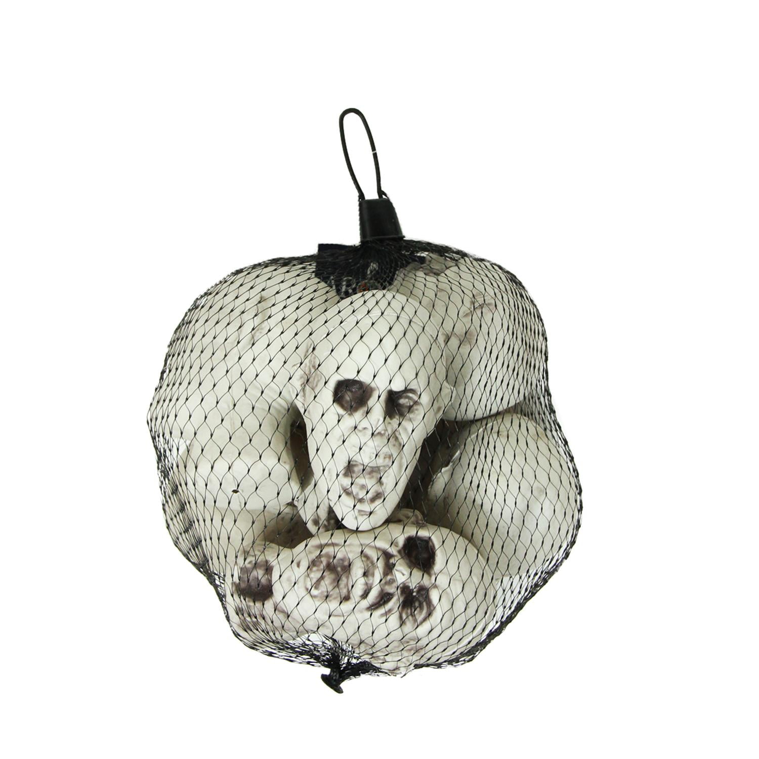 Pack of 6 White and Gray Skeleton Skull Heads with Open Mouths ...