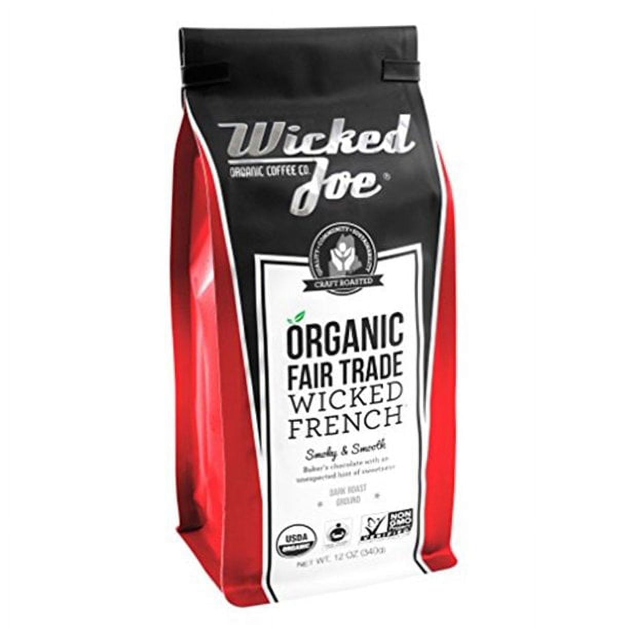 Wicked Joe Organic Dark Roast Ground Coffee, Wicked French, 12 Oz, 6 ...