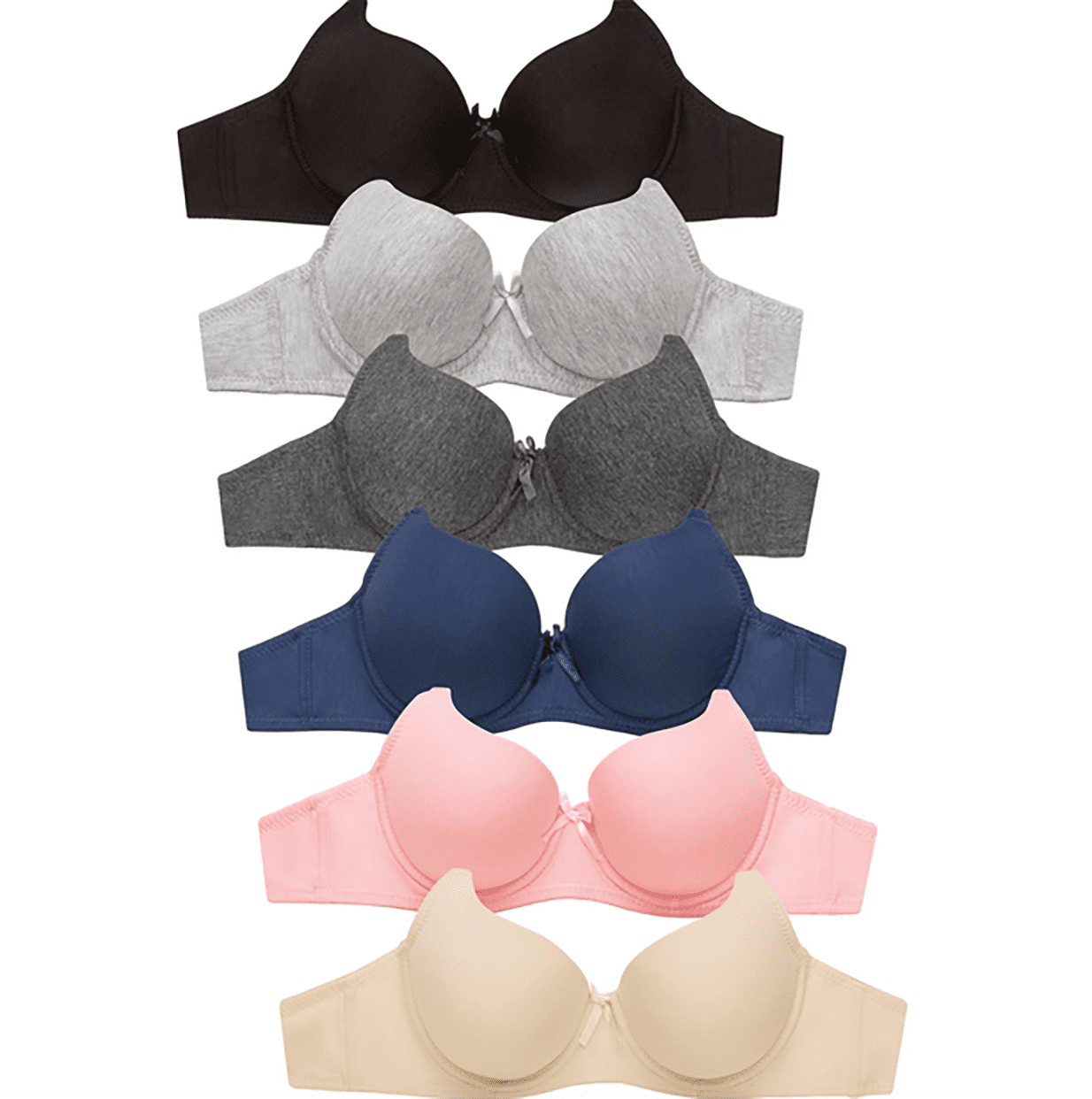 Pack of 6 pieces Women's Wired Basic Regular Padded Everyday Bras A/B/C ...