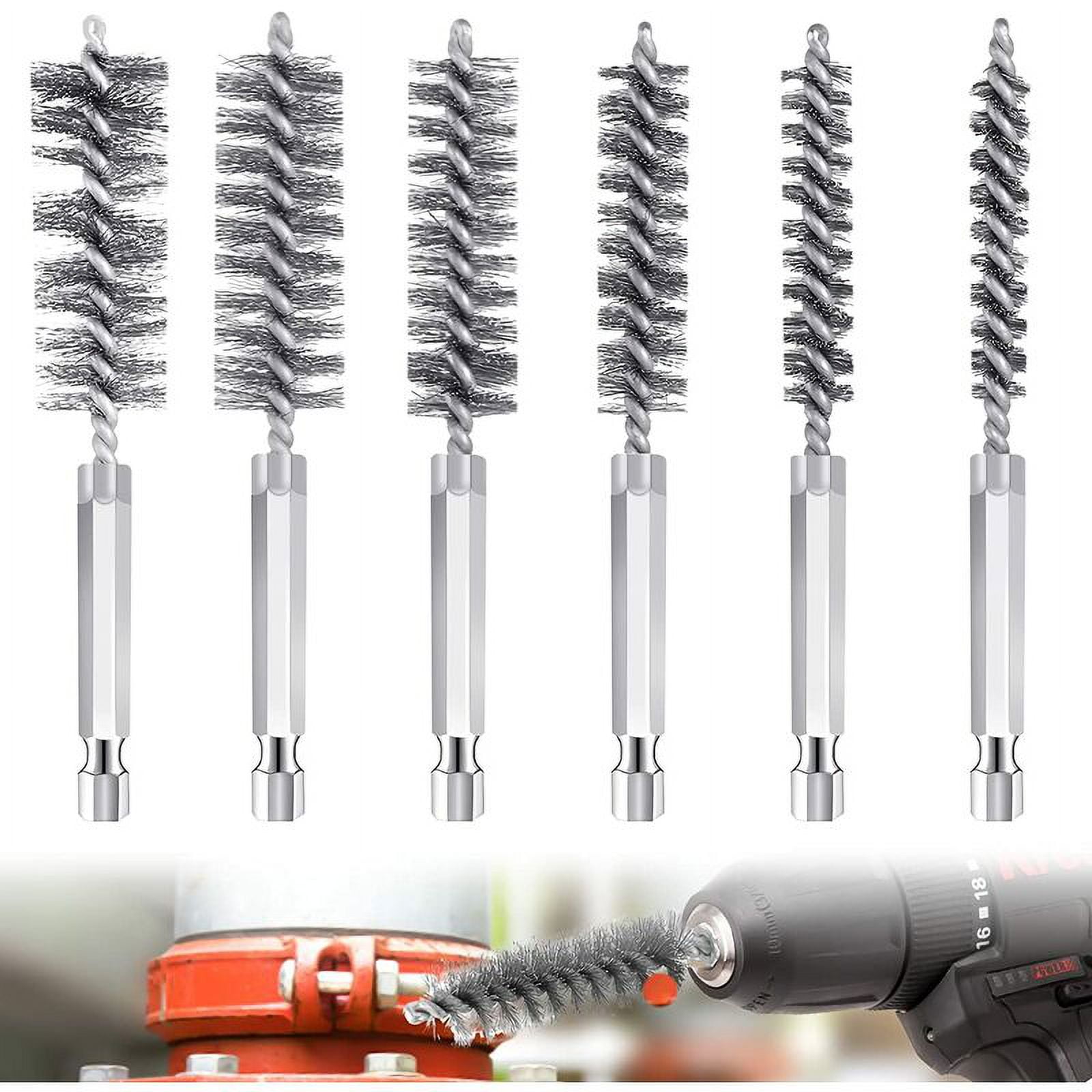 Pack of 6 wire brushes, drill cylinder brushes, 6 sizes, boiler brushes ...