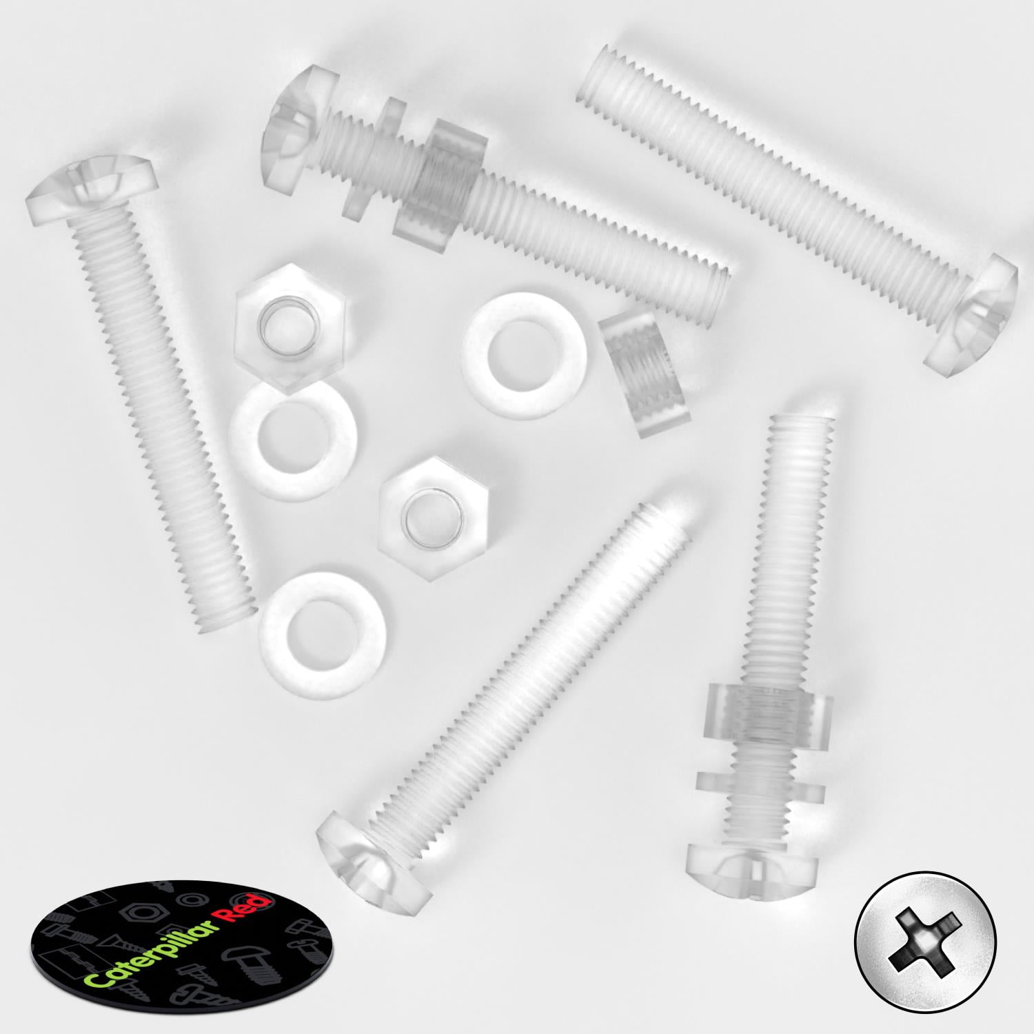 Pack of 60 Transparent Clear Plastic Acrylic M6 x 60mm Nuts & Bolts ...