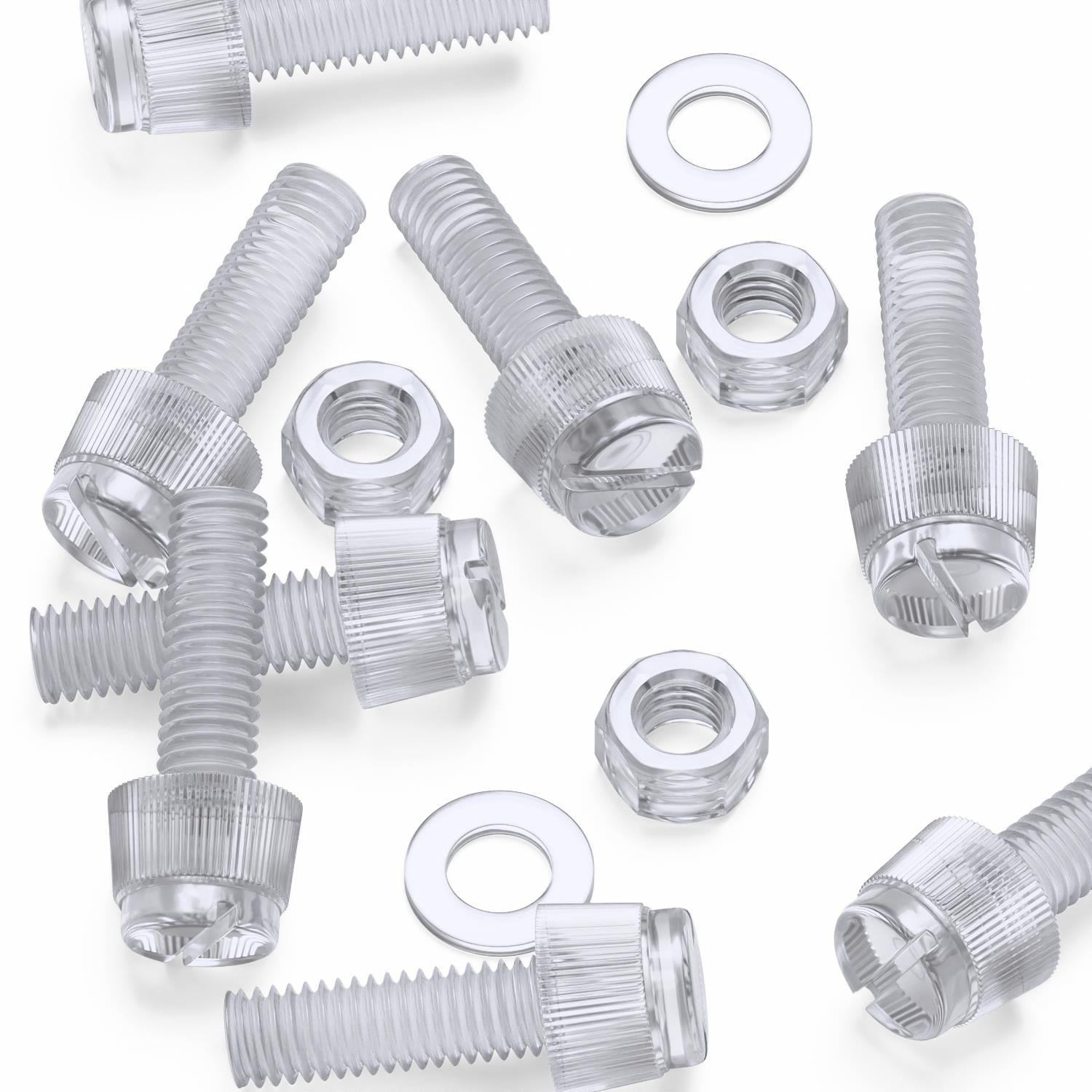 60x Transparent Clear Plastic Acrylic Thumbscrews, slotted+knurled M5 x ...