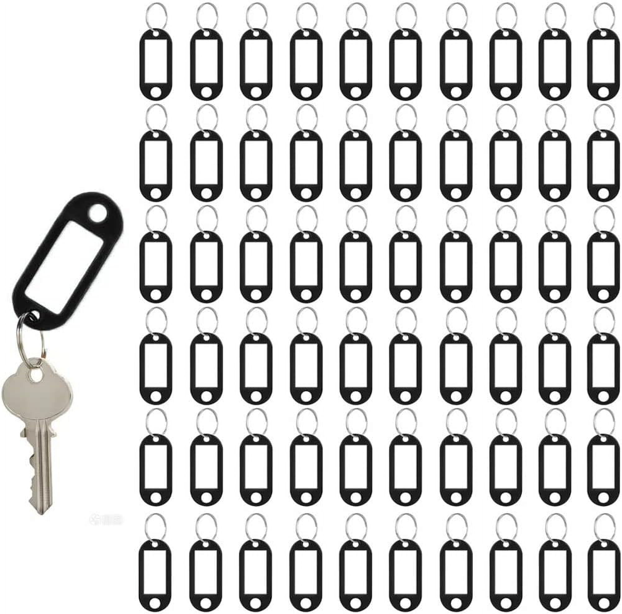 Pack of 60 Writeable Keyrings - Black, Heavy Duty Key Tags with Labels ...