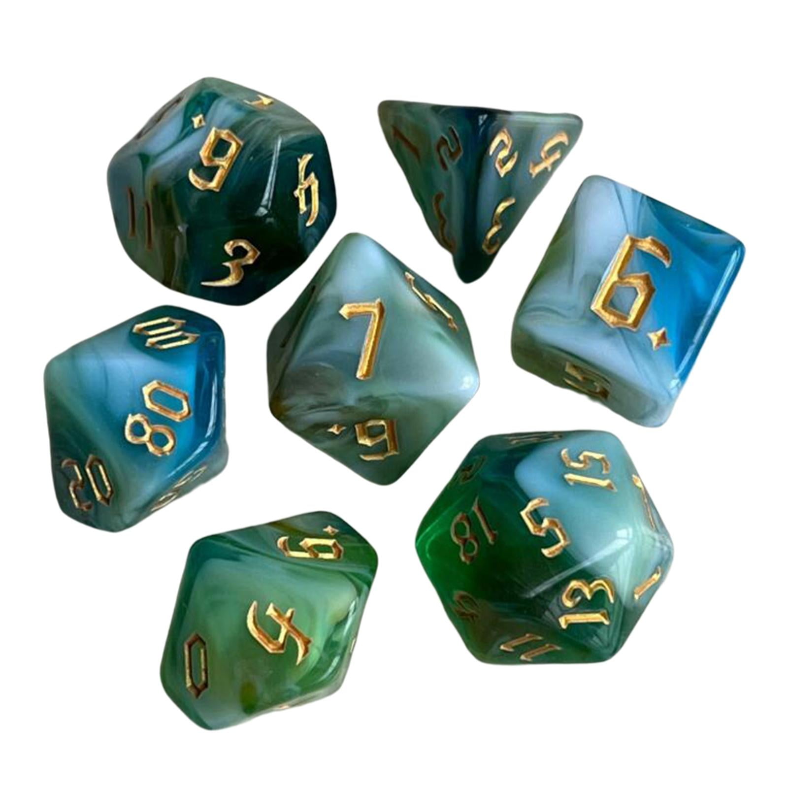 Pack of 7 Acrylic Polyhedral Fantasy for RPG Table Games Adults B ...