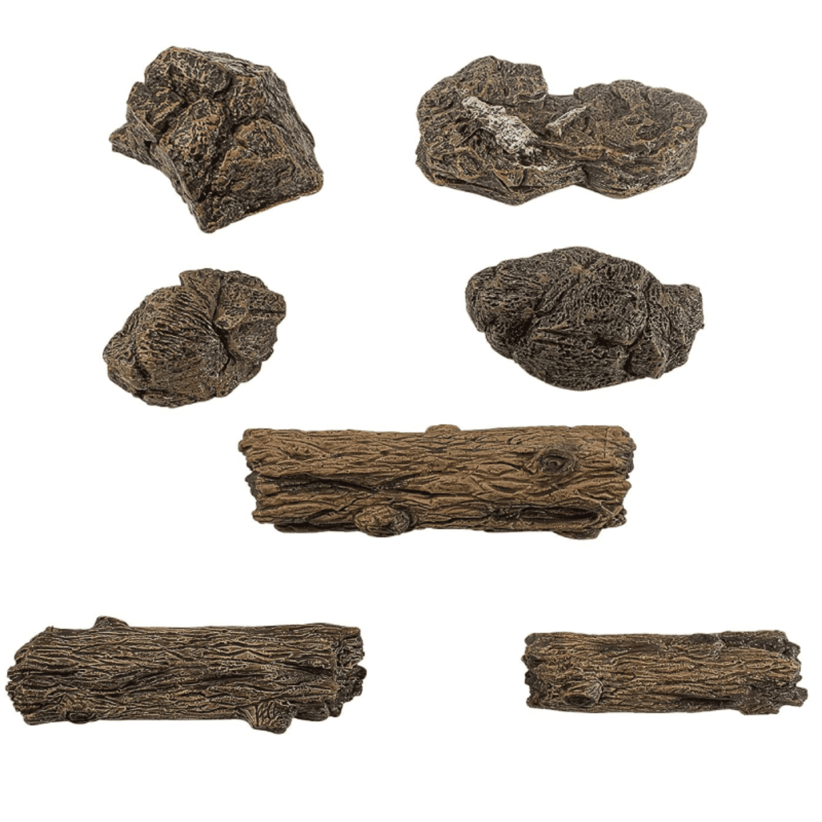 Pack of 7 Artificial Tree Stump Fake Stone Model Mini Tree Stump ...