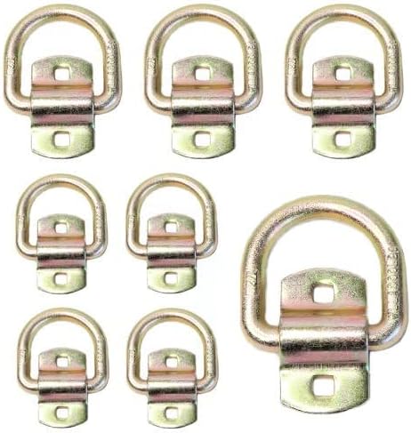 (Pack of 8) 1/2" D Ring Tie-Down Anchors with Bolt-on Mounting Clip for ...