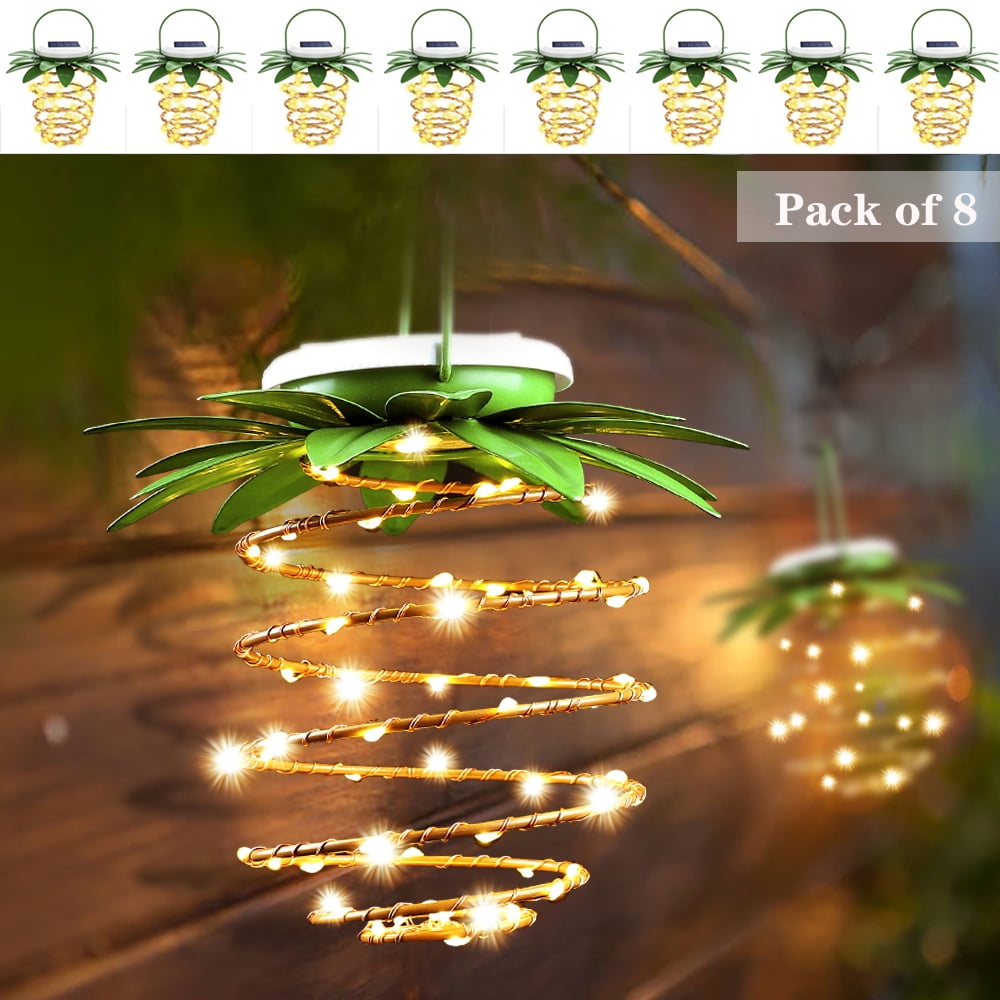 Pack of 8, 60LEDS Pineapple Solar Lights Outdoor Solar Lights Hanging ...